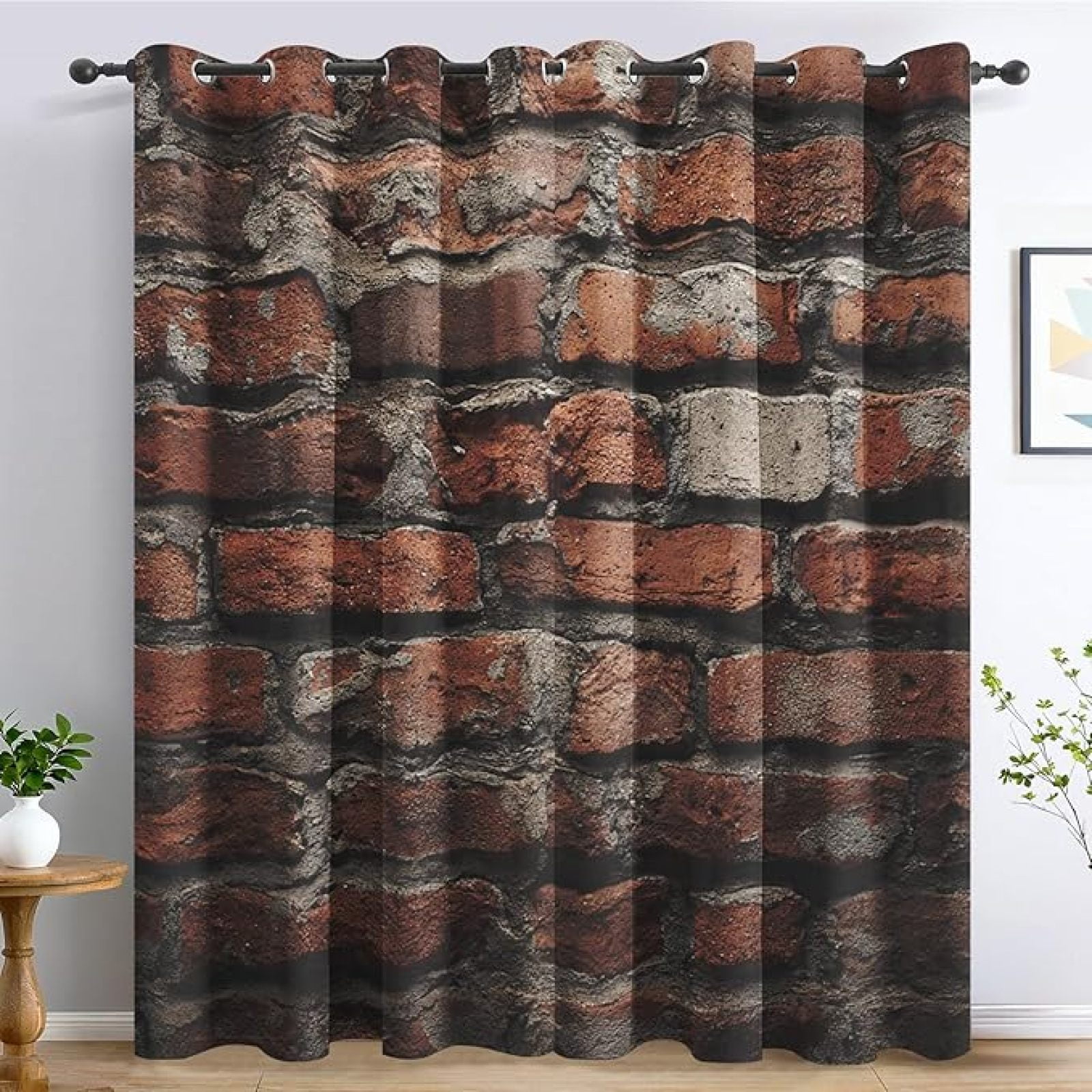 Red Brick Wall Blackout Curtains for Bedroom, Thermal Rustic Brick ...