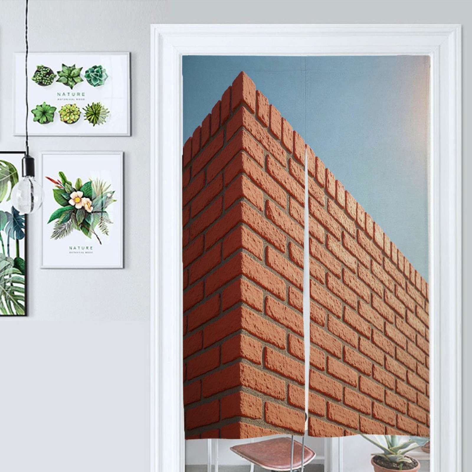 Red Brick Wall, Brick Stone Wall Sunlight Door Curtain Nordic Living ...
