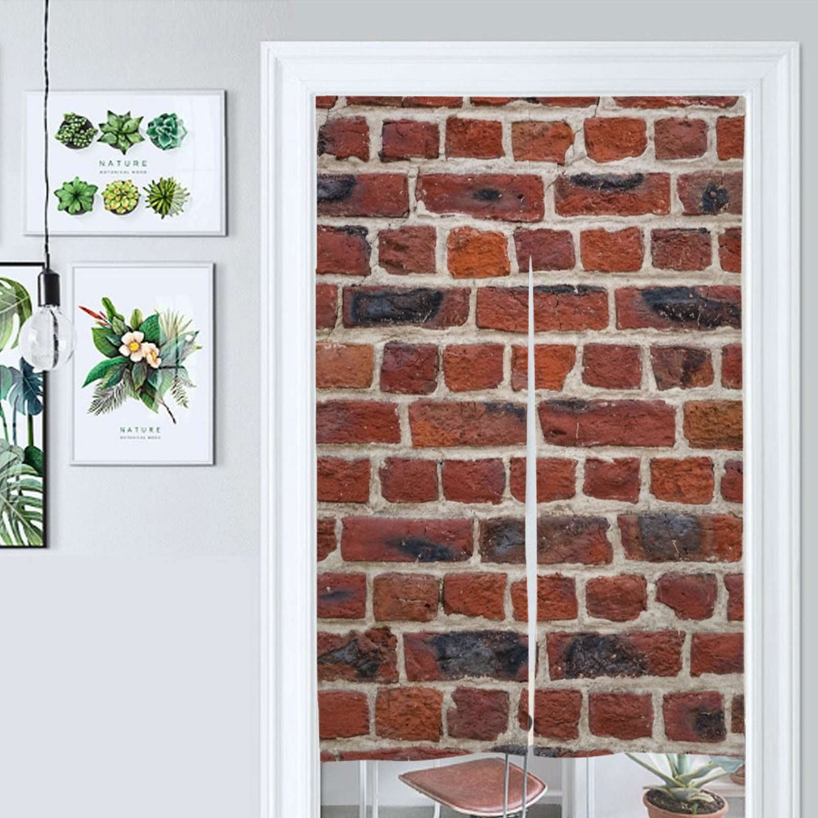 Red Brick Wall Door Curtain Nordic Living Room DoorCurtain Porch ...