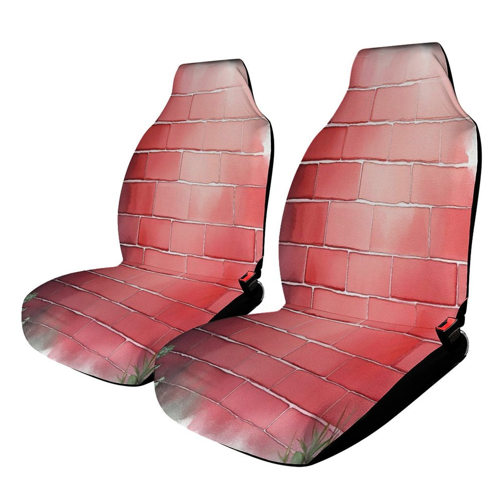 Red Brick Wall Grass Car Seat Covers Front Seats Universal Fit for Cars ...