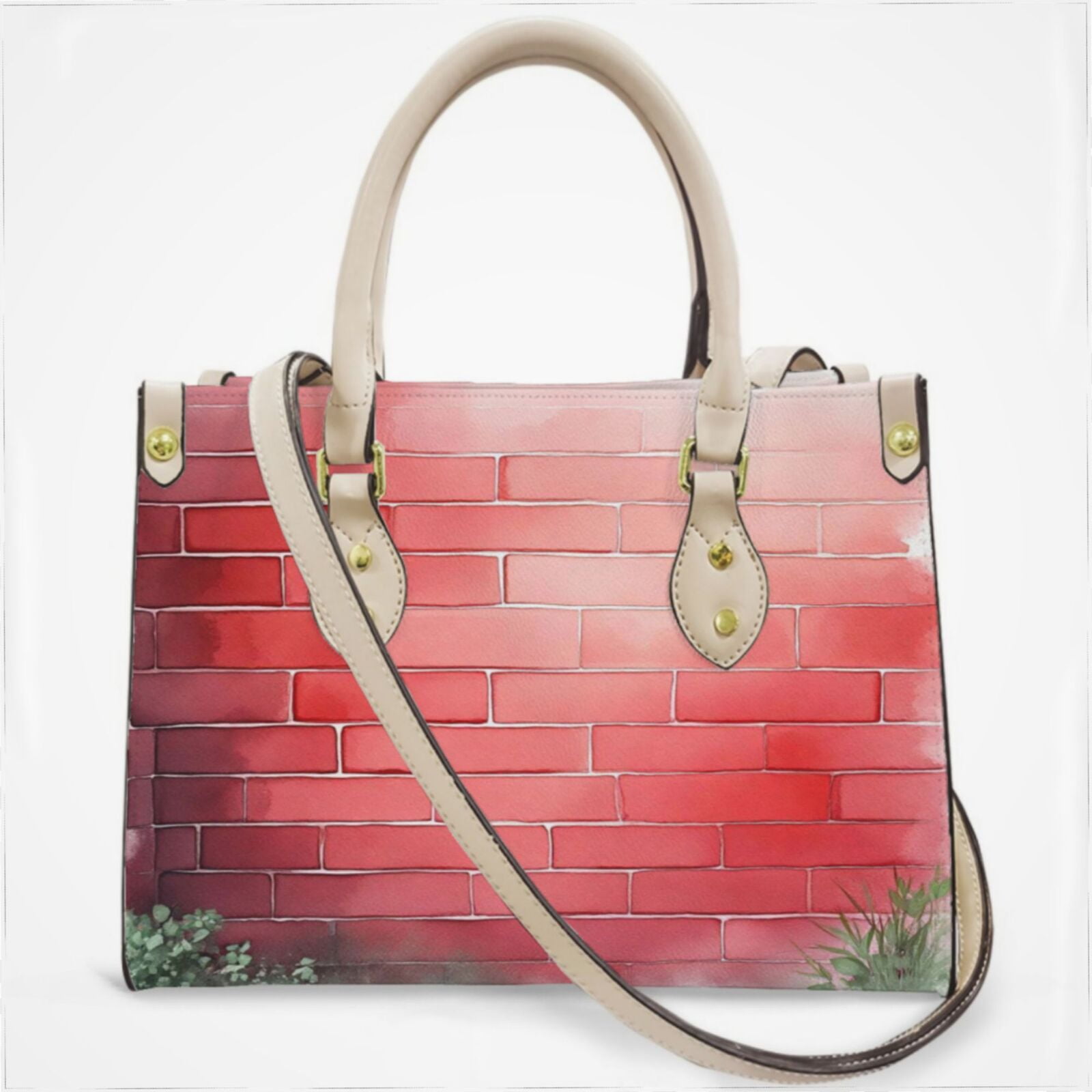 Red Brick Wall Grass Cross Body Bags For Women Small Leather Female ...