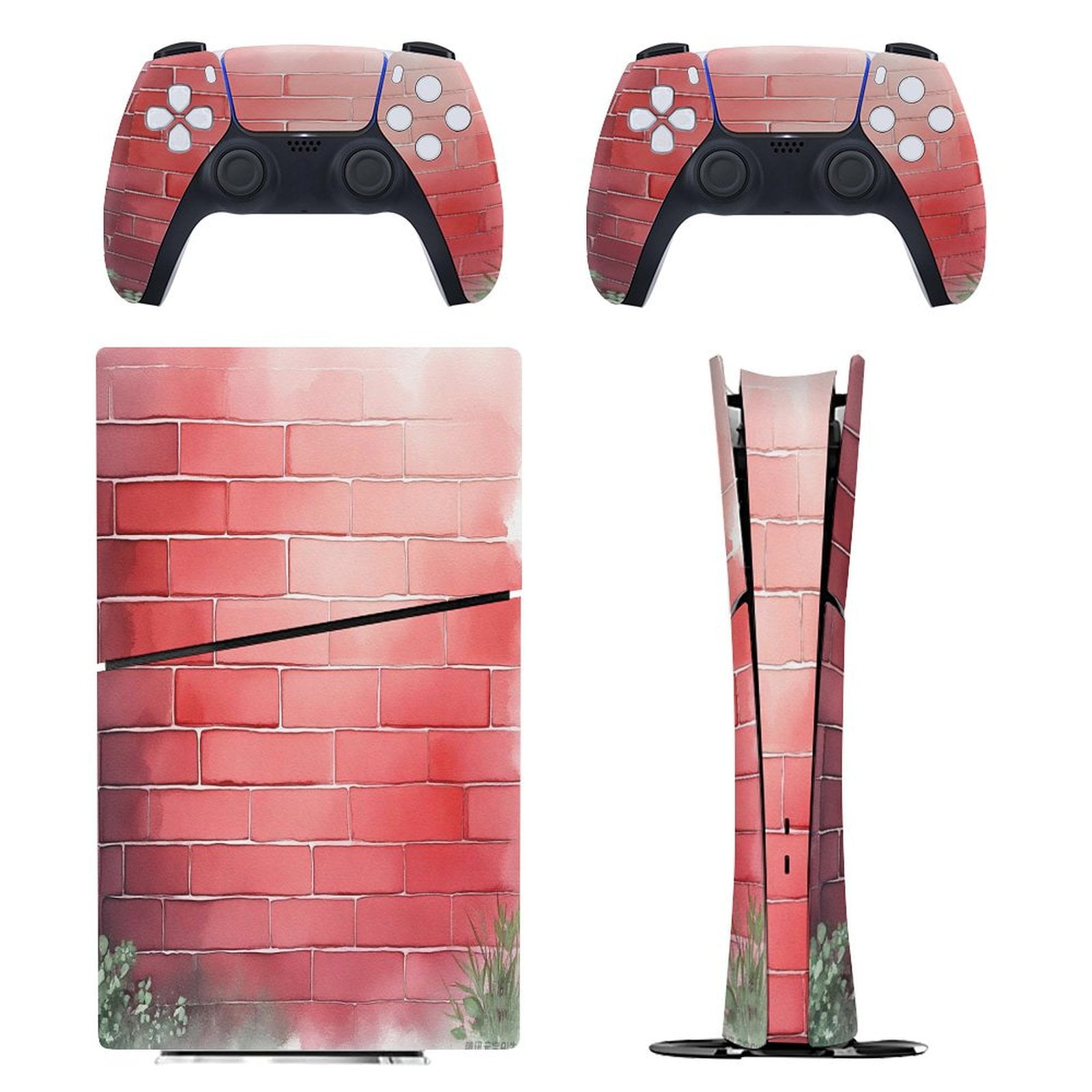 Red Brick Wall Grass PS5/PS5 Slim Digital Disc Skin Sticker For Console ...