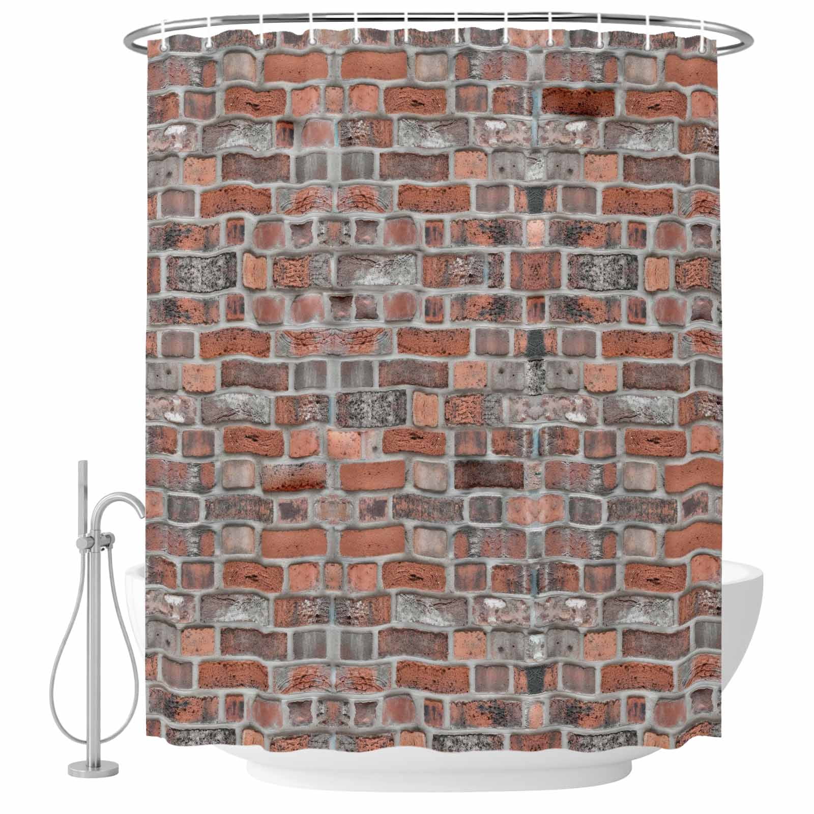Red Brick Wall Shower Curtain Set - Long 72" x 84" Washable Bathtub ...