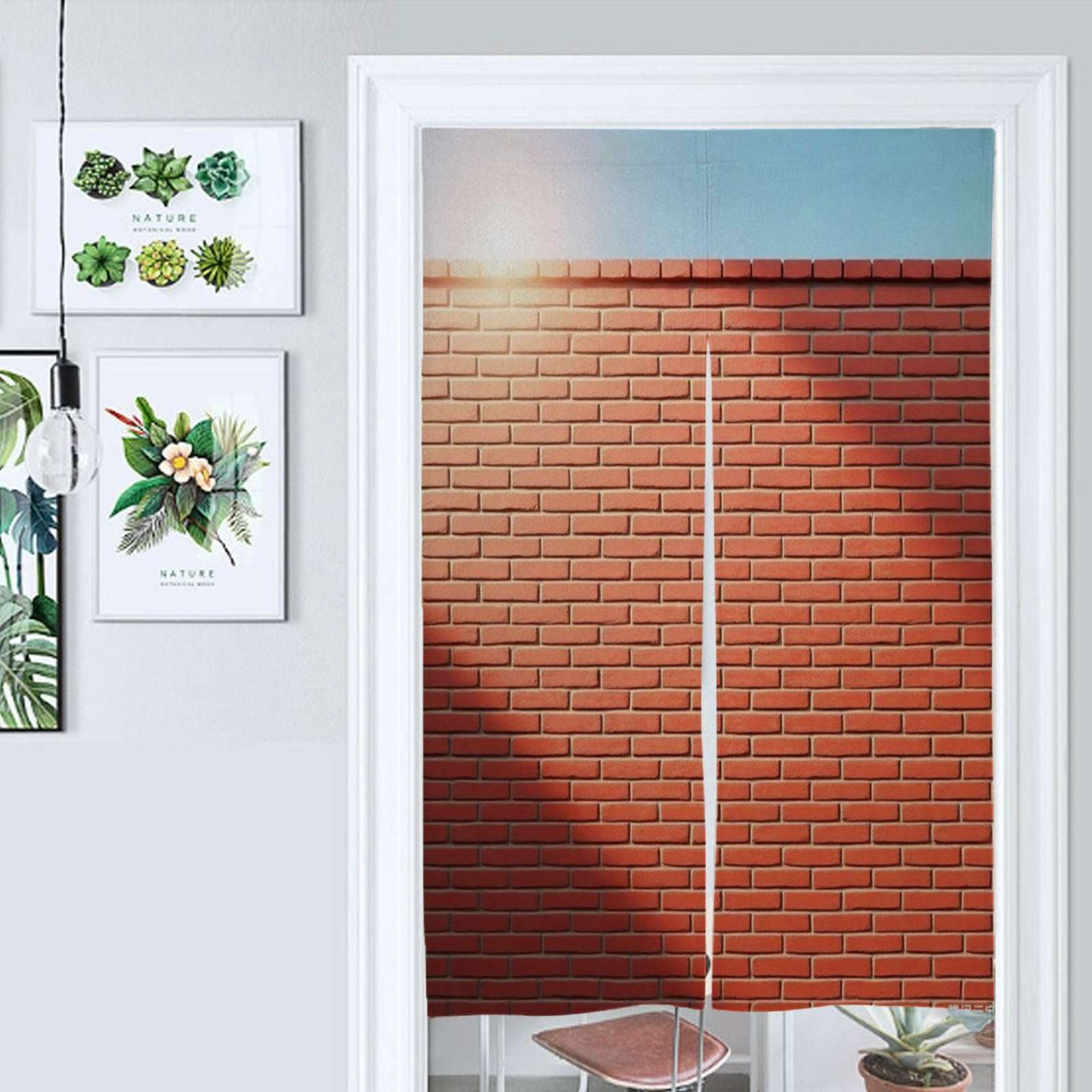 Red Brick Wall Sunlight Door Curtain Nordic Living Room DoorCurtain ...