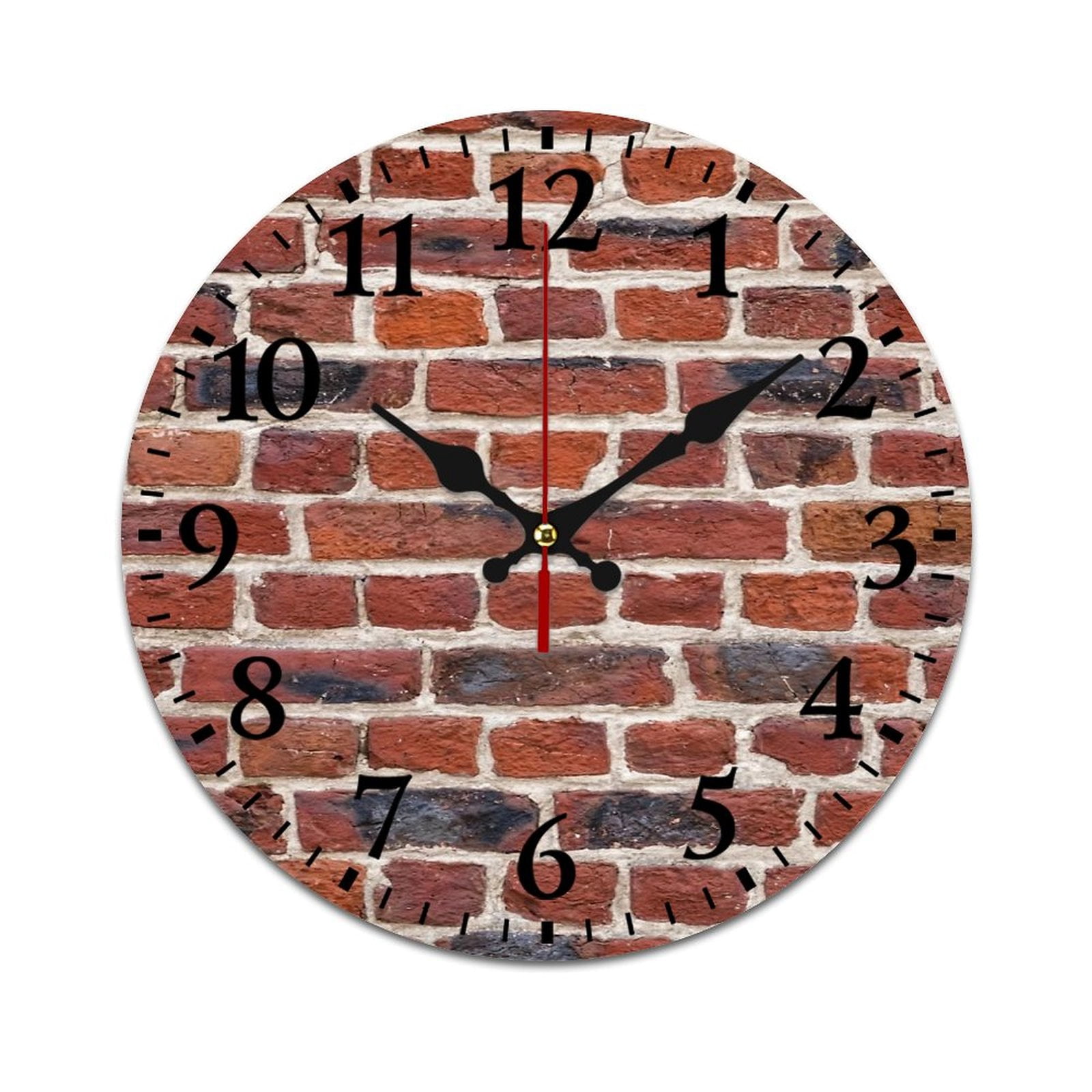 Red Brick Wall Wall Clock Modern Design Clocks Wall Hanging Home Office ...