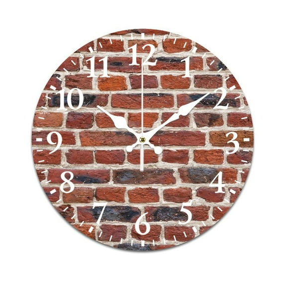 Red Brick Wall Wall Clock Modern Design Clocks Wall Hanging Home Office ...
