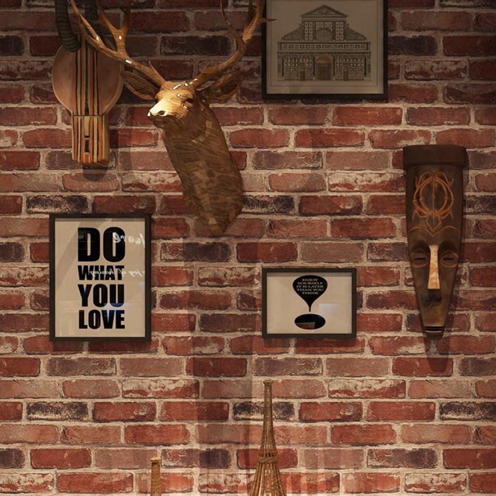 Red Brick Wallpaper Peel and Distressed Textured Rock Stone Self ...