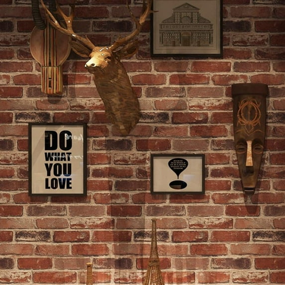 Red Brick Wallpaper Peel and Distressed Textured Rock Stone Self ...