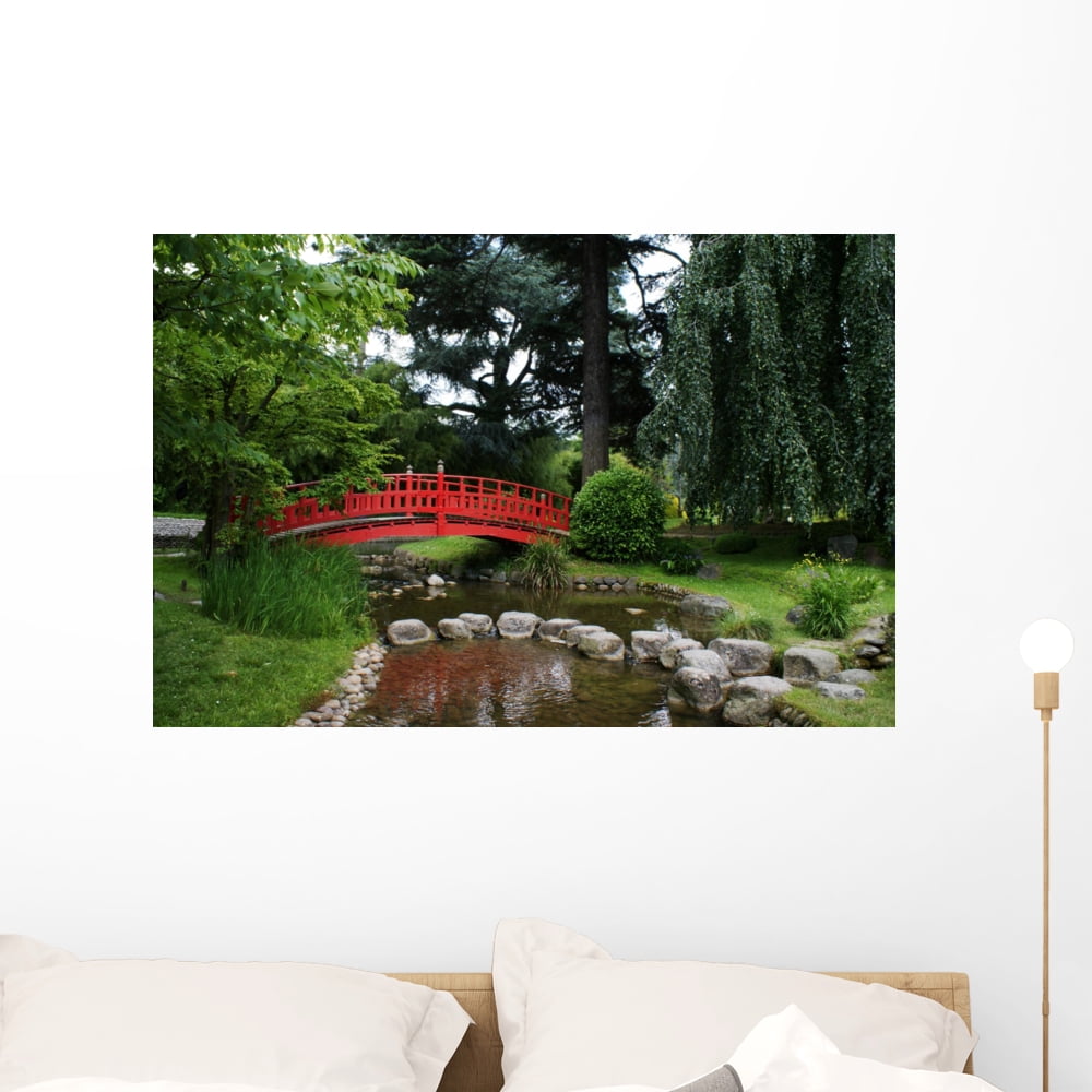 Red Bridge Japanese Garden Wall Mural by Wallmonkeys Peel and Stick ...