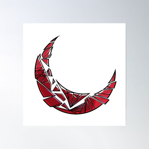 Red Broken Crescent Poster Wall Art, Modern Wall Decor, 16x16 UNFRAMED ...