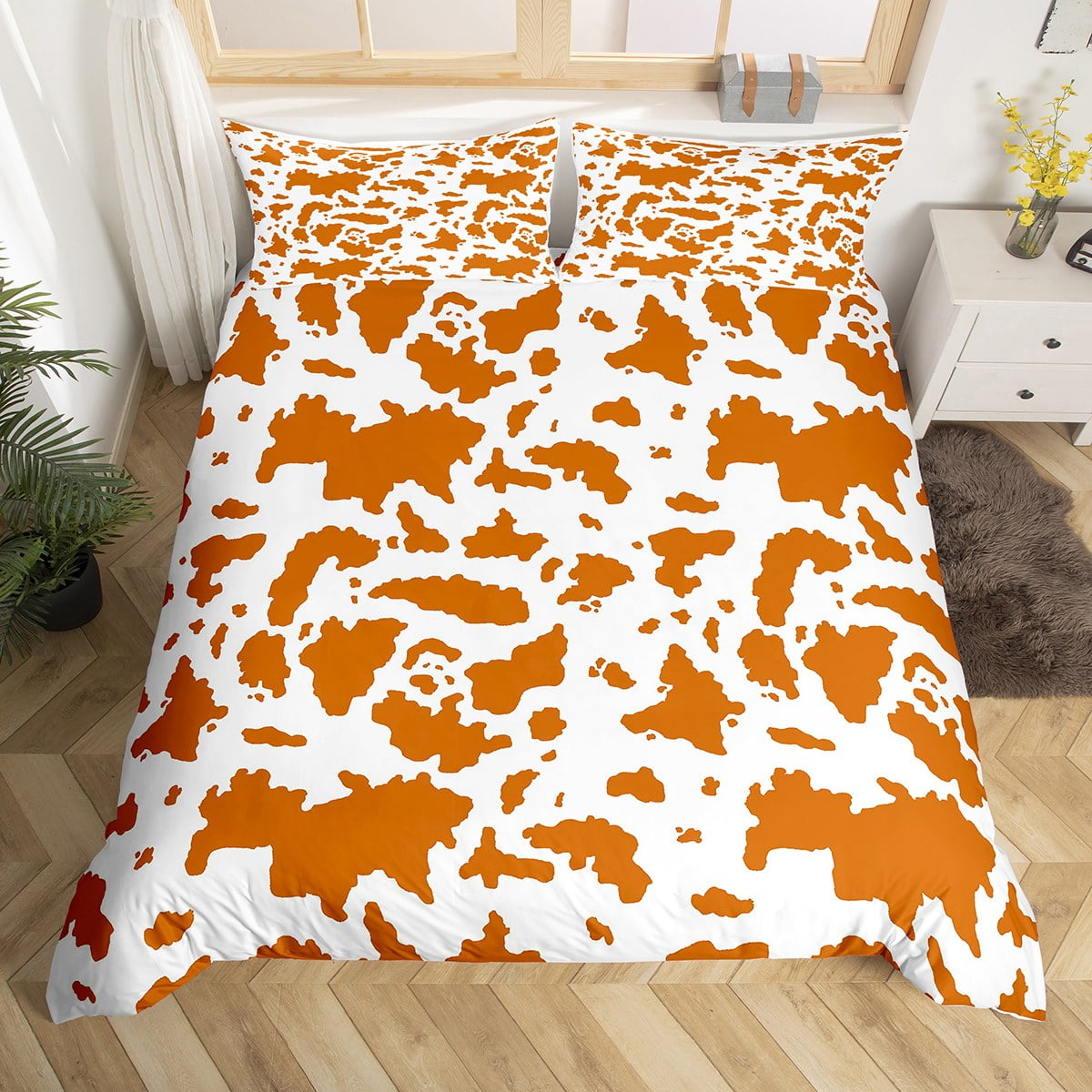 Red Brown Cowhide Bedding Set Farm Animals Comforter Cover,Bull Cattle ...