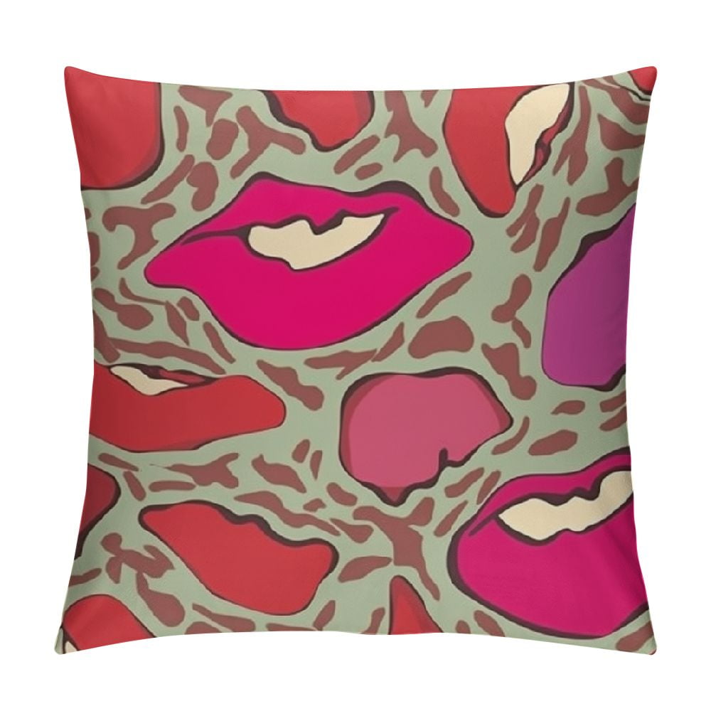 Red Brown and Hot Pink Leopard Throw Pillows Chinoiserie Cheetah Print ...