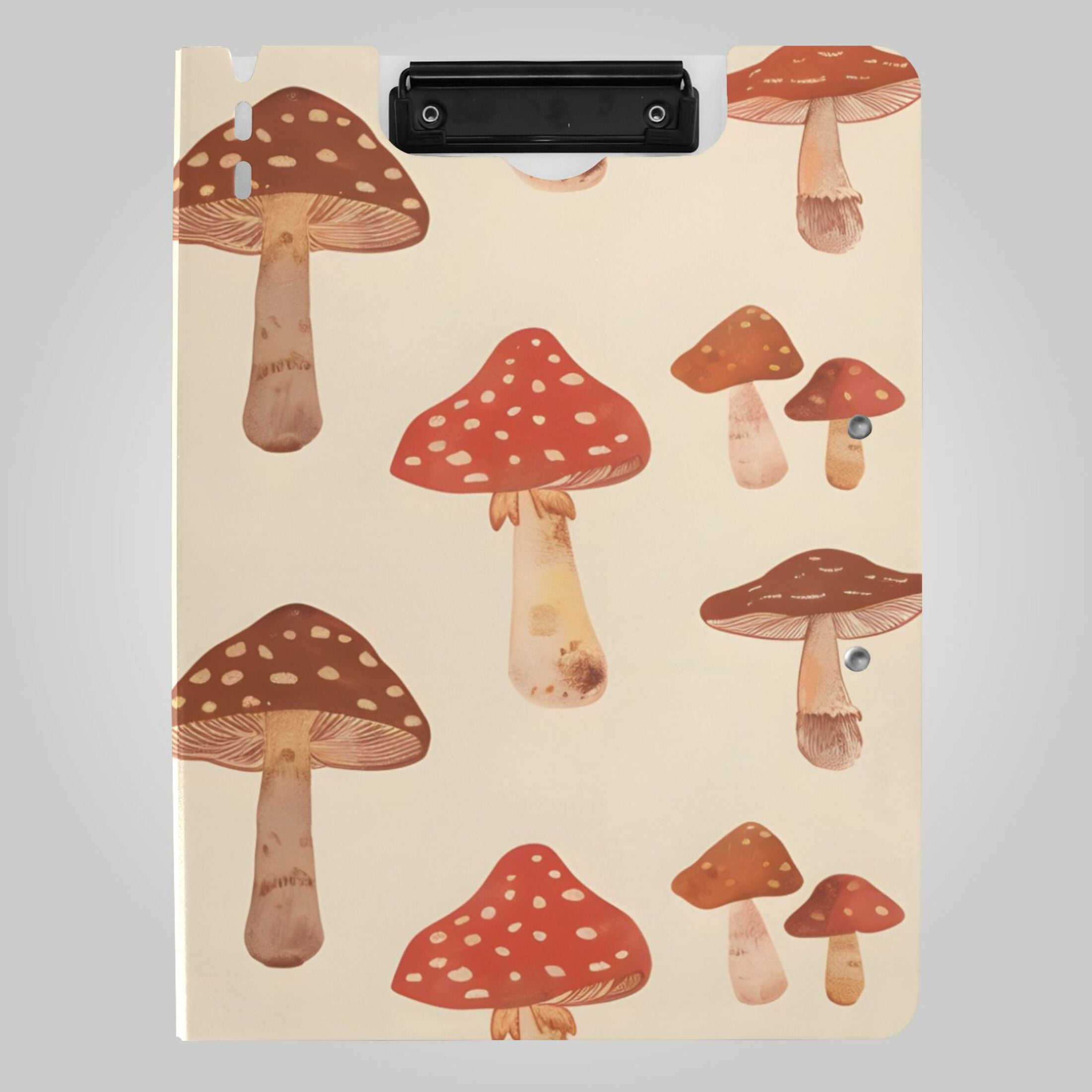 Red Brown Mushrooms Foldable Binder Folder Clipboard with Pen Slot ...