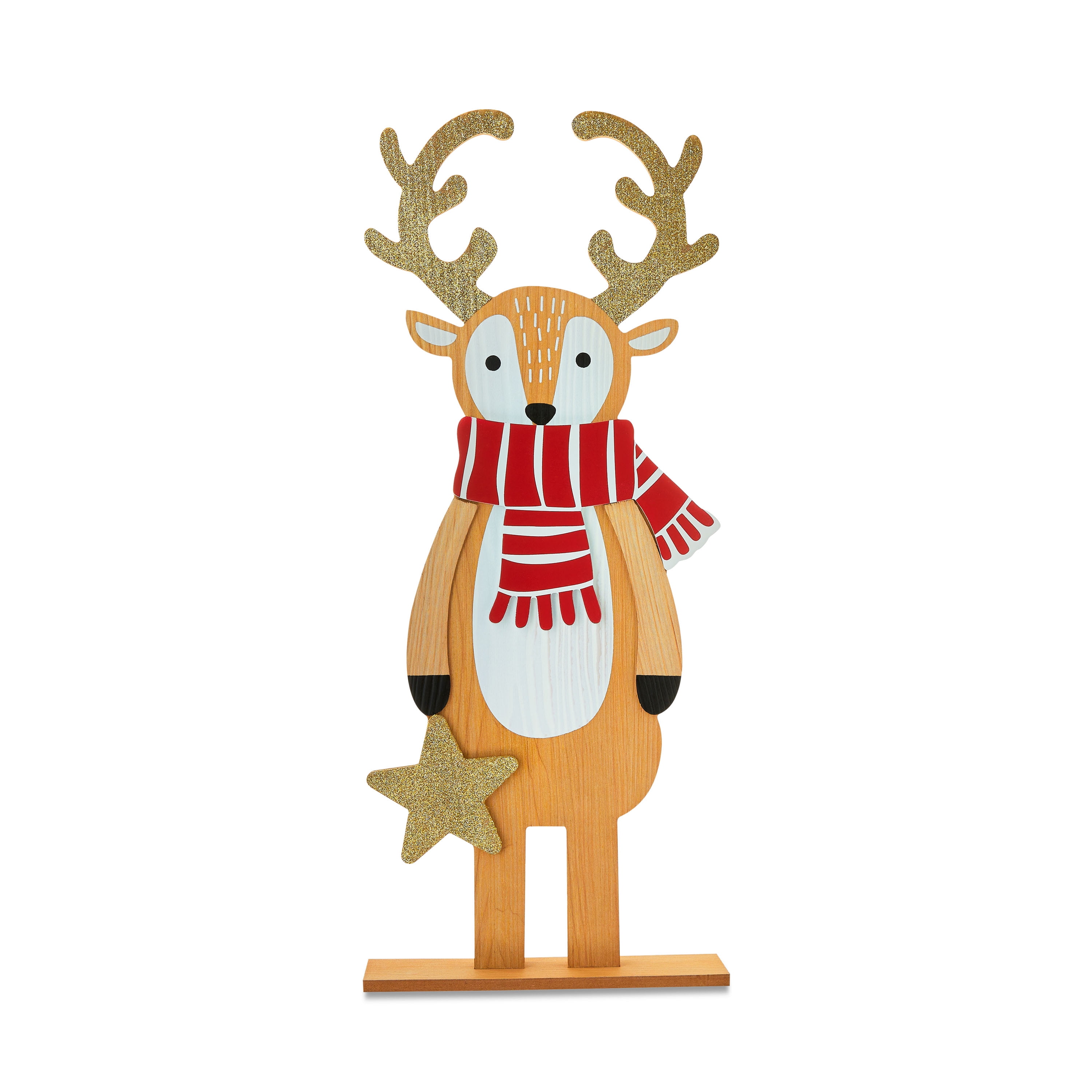 Holiday Time Red Brown Reindeer Door Greeter Christmas Decoration 22 in ...