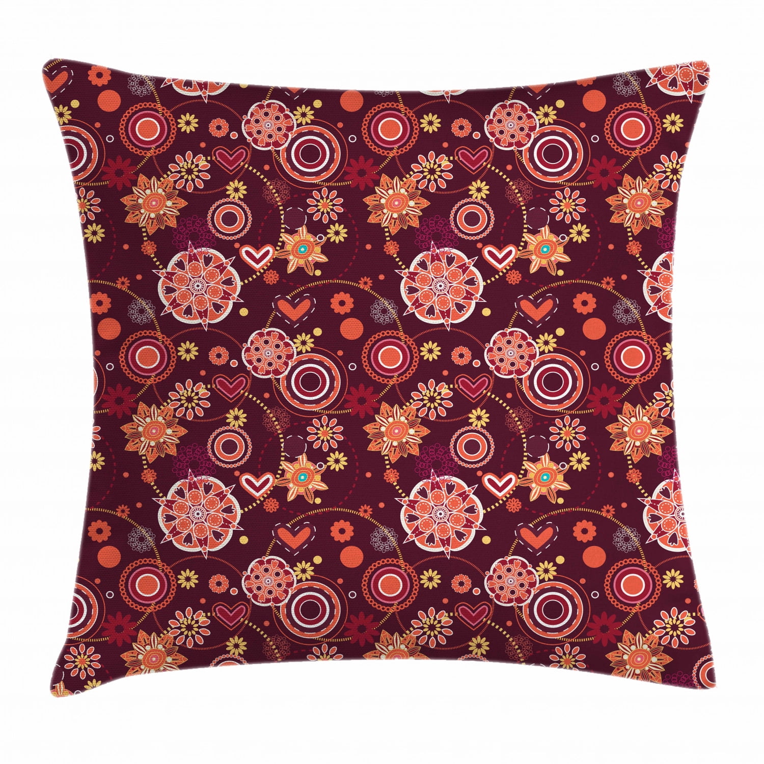 Red and Brown Throw Pillow Cushion Cover, Vintage Rich Foliage Pattern ...