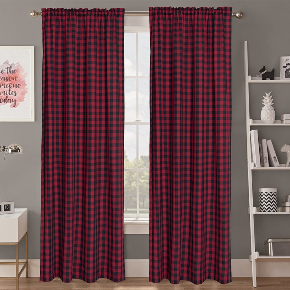 Red Buffalo Plaid Curtains Decor Decoration 107*160CM Length 1 Panel ...