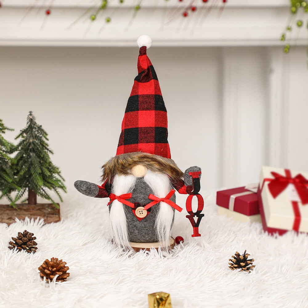 Red Buffalo Plaid Christmas Gnomes Plush, Handmade Gnomes Figurine ...