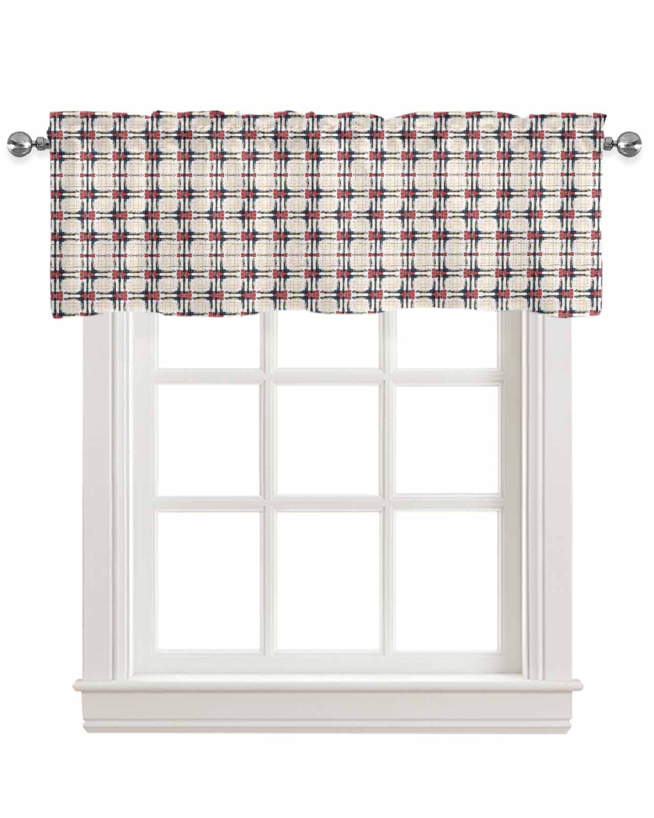 Red Buffalo Plaid Linen Curtain Valance for Bedroom/Bathroom/Kitchen ...