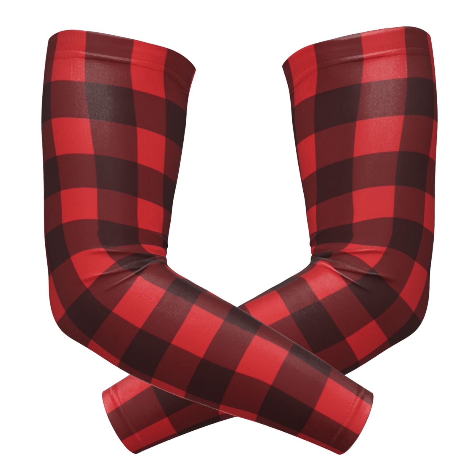 Red Buffalo Plaid Pattren Arm Sleeves For Men Women Compression Sleeves ...