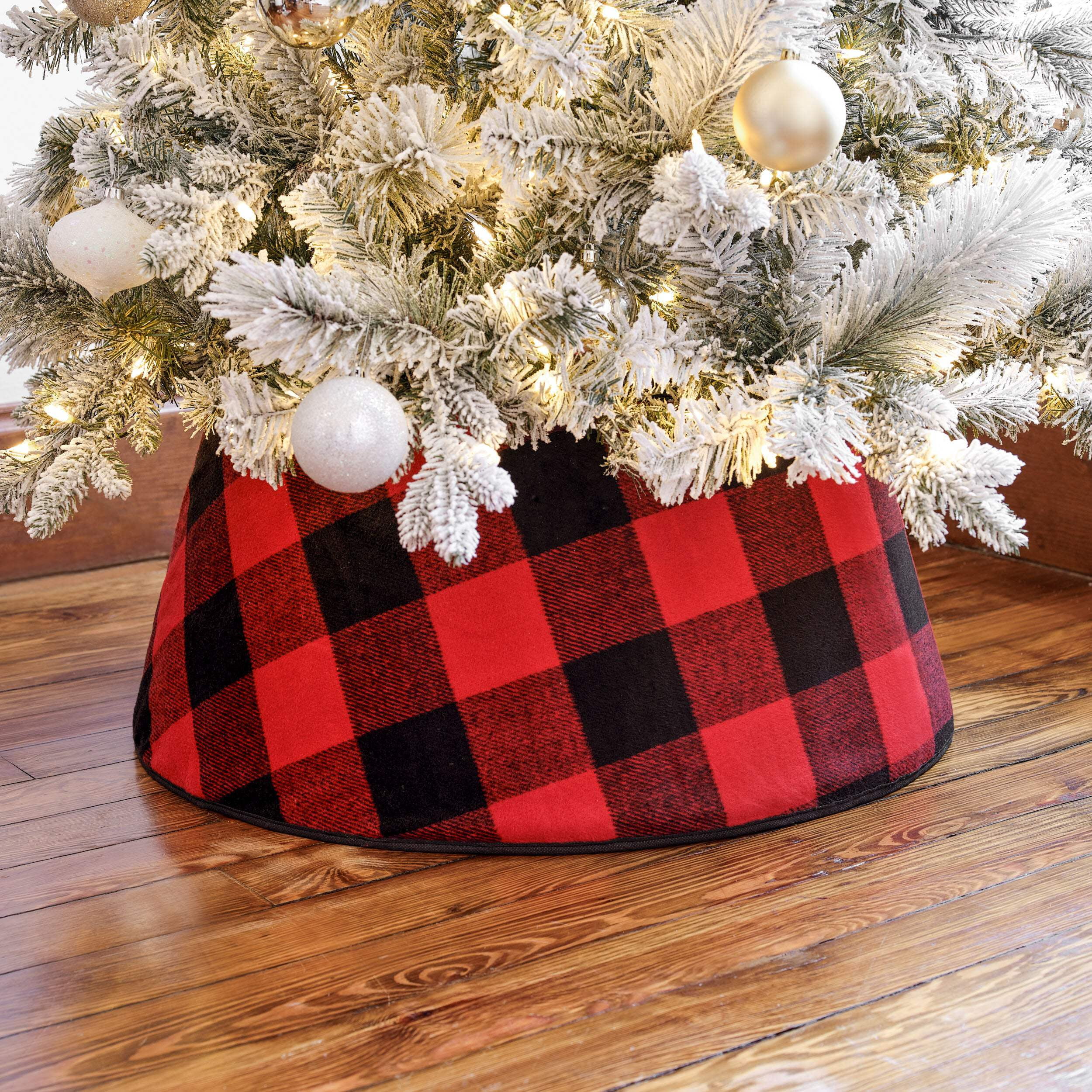 Red Buffalo Plaid Roll-Up Christmas Tree Collar - 26" - Walmart.com