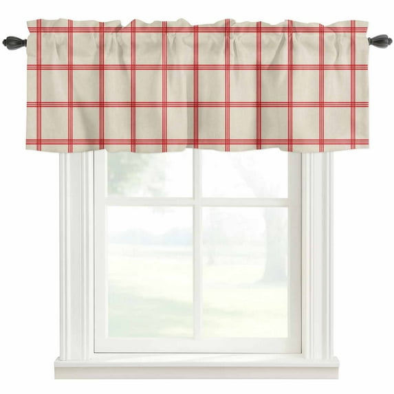 Red Buffalo Plaid Valances for Windows Farmhouse Vintage Linen Red ...