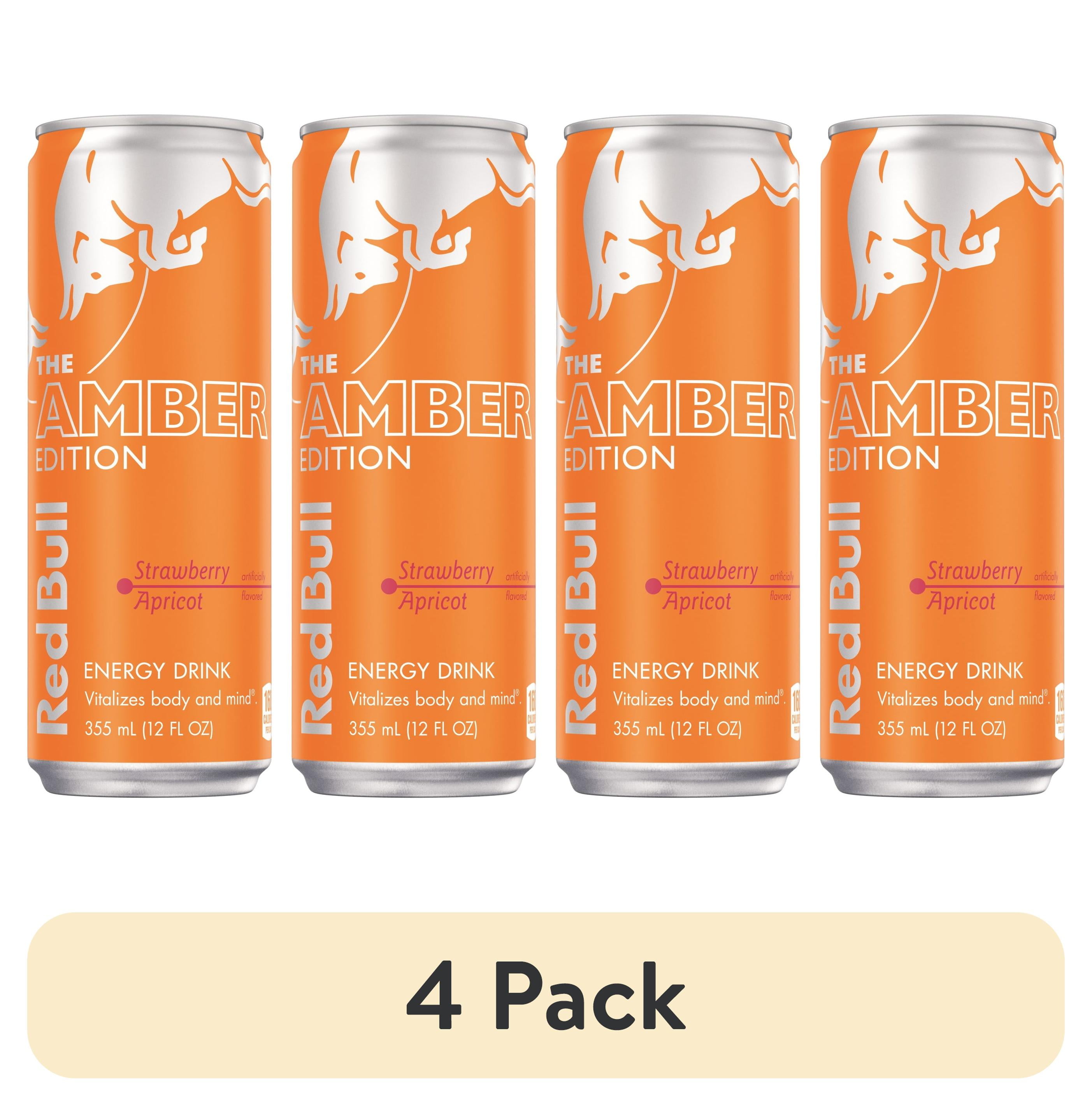 (4 pack) Red Bull Amber Edition Energy Drink, Strawberry Apricot, 114mg ...