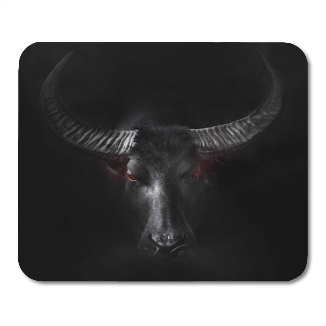 Red Bull Buffalo Head Black Horn Evil Devil Cow Mousepad Mouse Pad ...