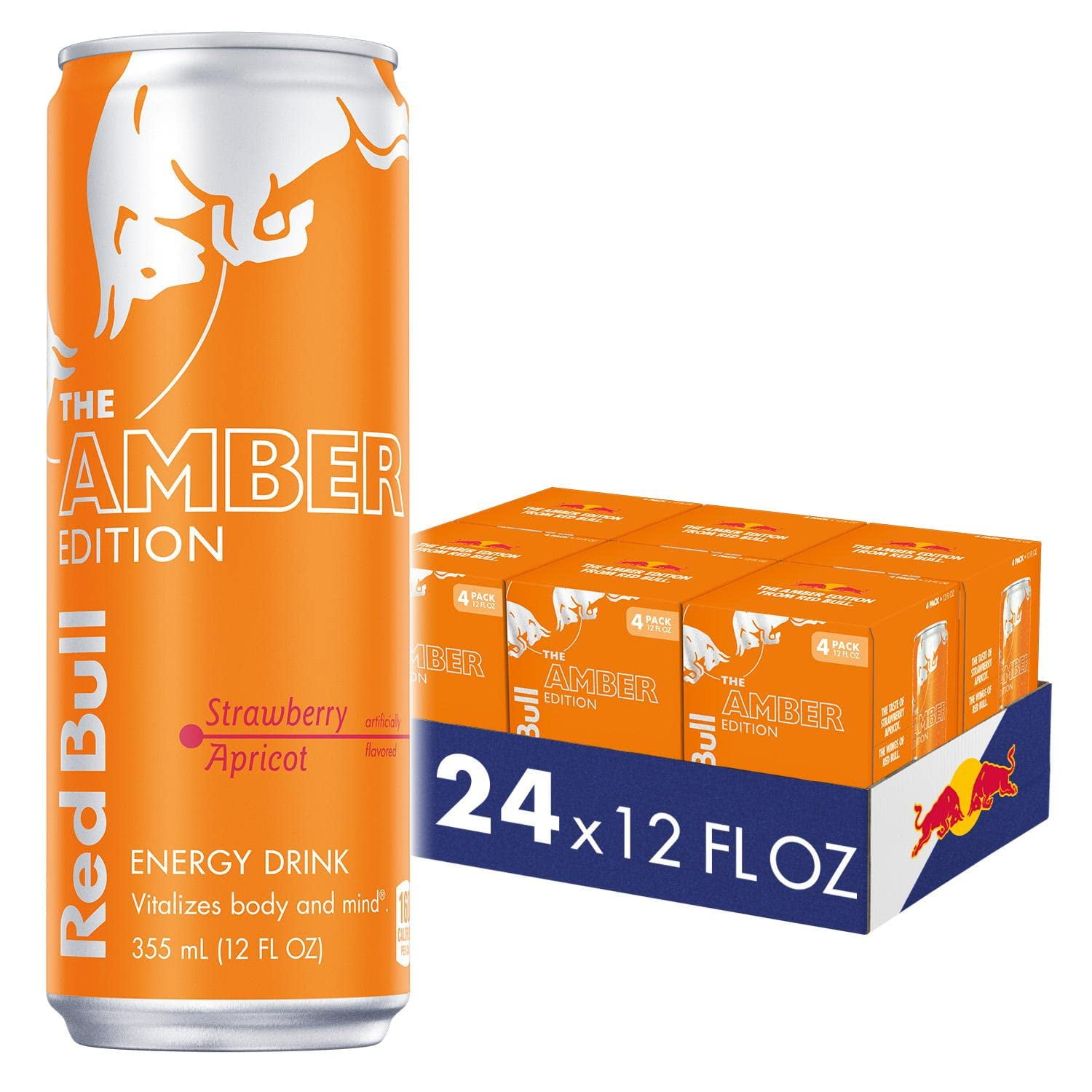 Red Bull Energy Drink, Amber Edition Strawberry Apricot, 12 Fl Oz (24 ...