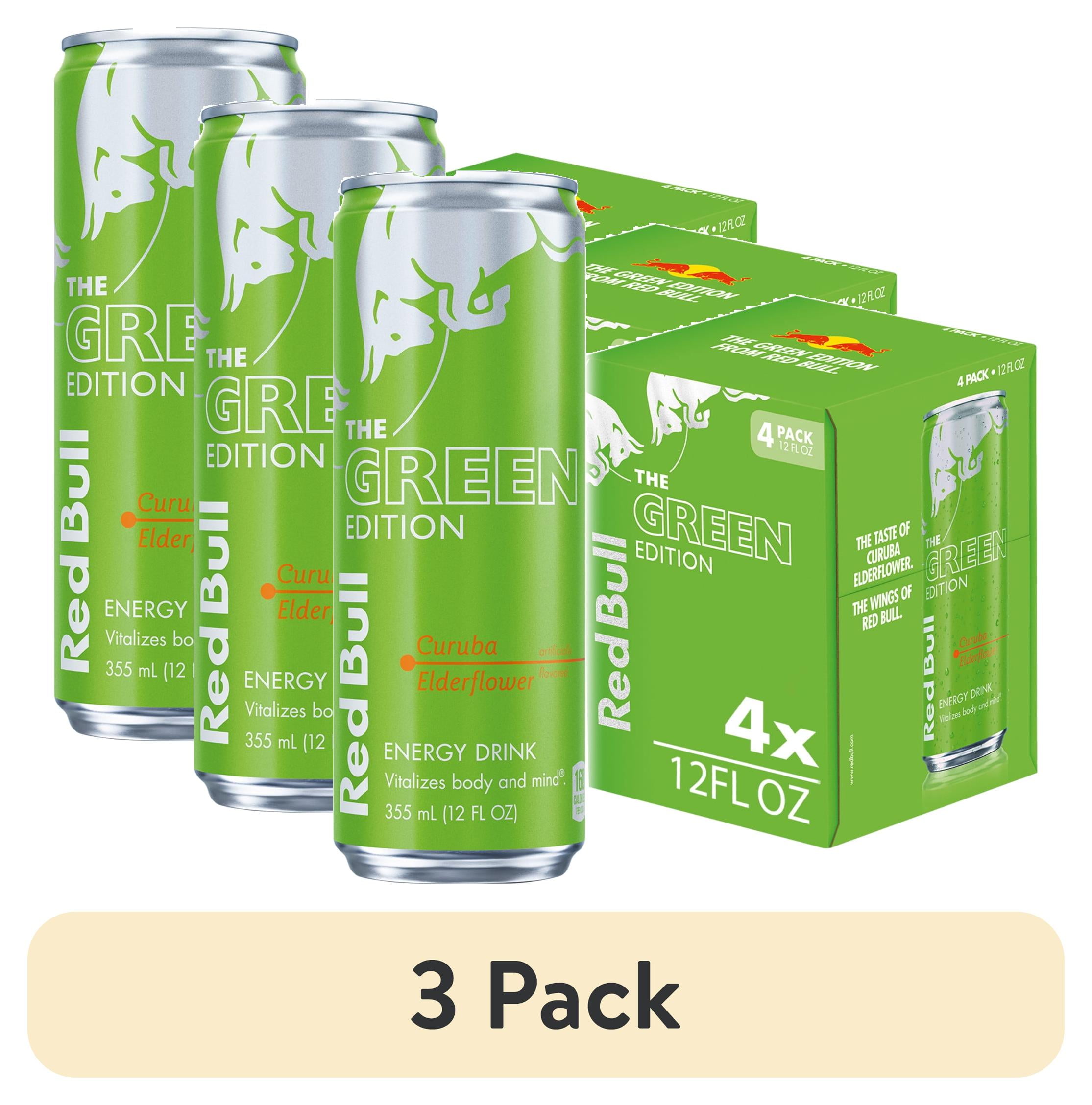(3 pack) Red Bull Green Edition Energy Drink, Curuba Elderflower, 12 fl ...