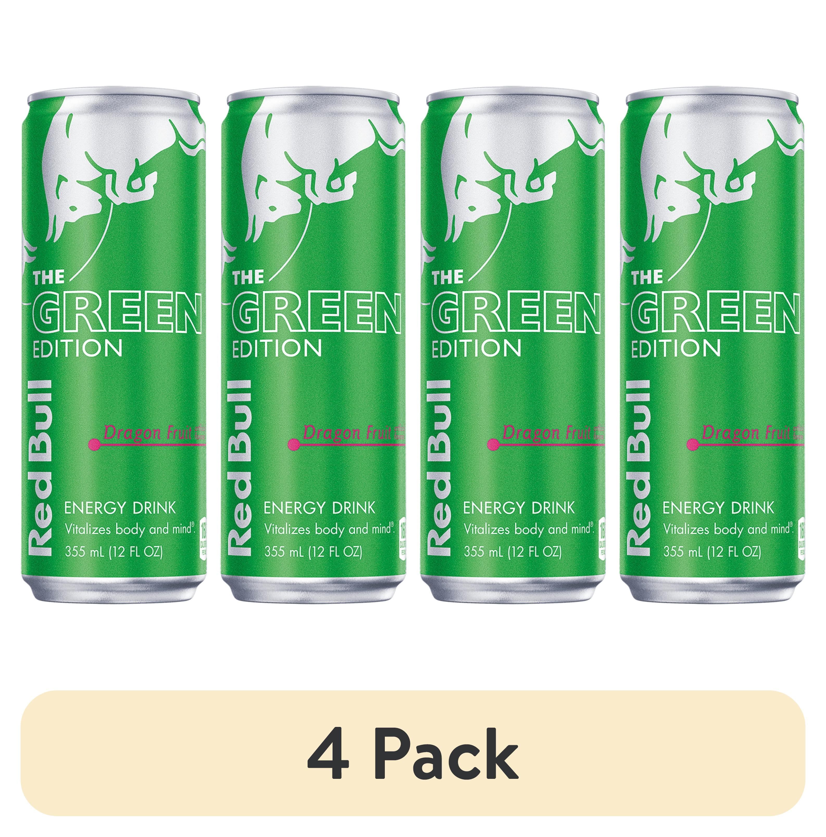 (4 pack) Red Bull Green Edition Energy Drink, Dragon Fruit, 114mg ...