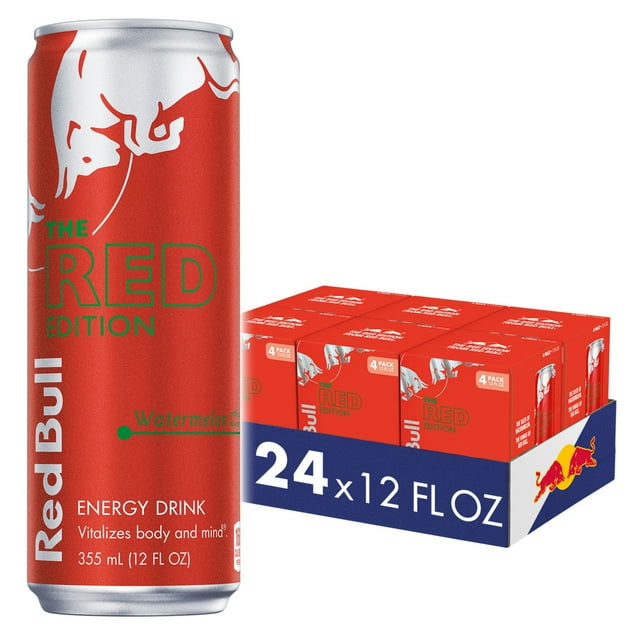 Red Bull Red Edition Watermelon Energy Drink, 12 fl oz, 6 Packs of 4 ...