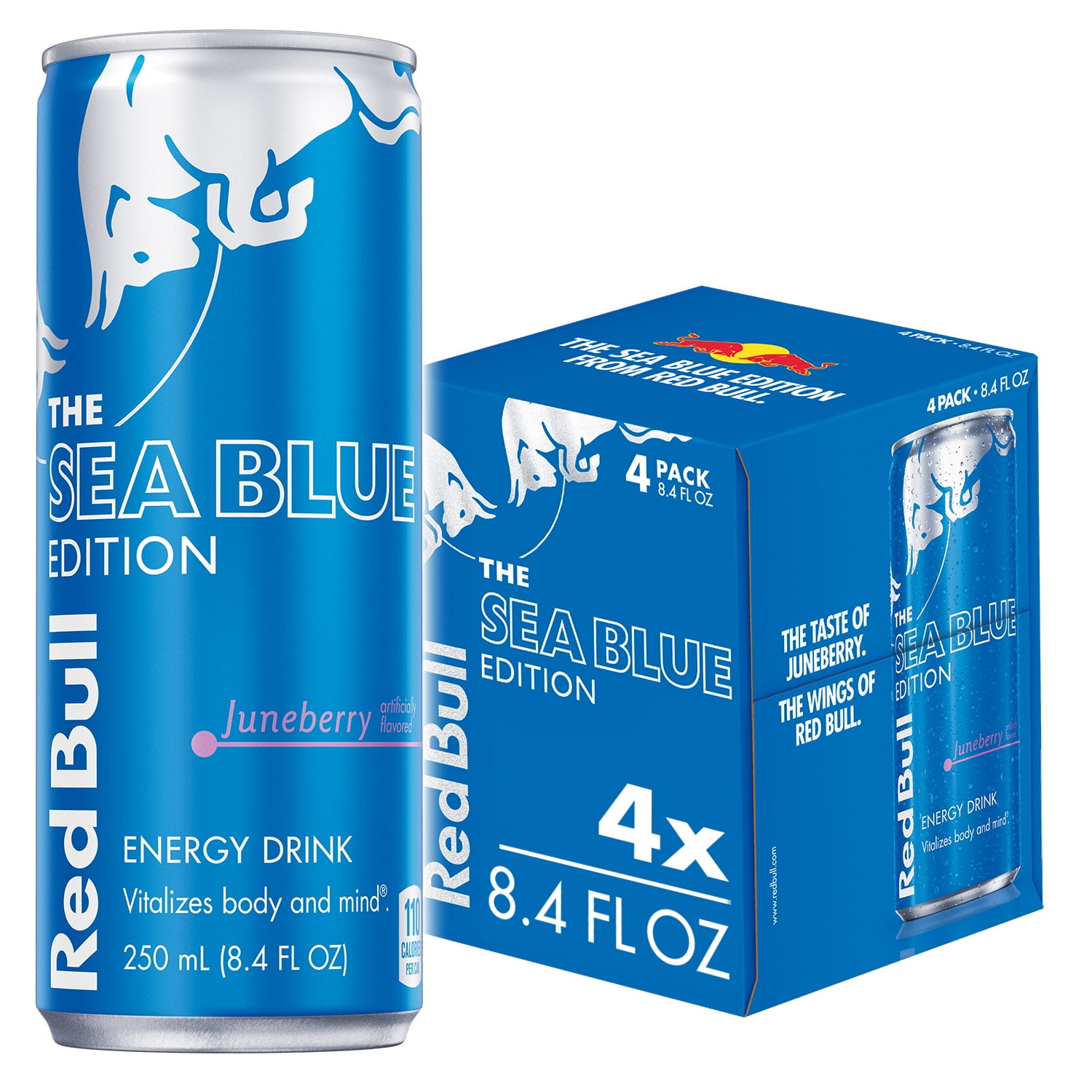 Red Bull Sea Blue Edition Energy Drink, Juneberry, 8.4 Fl Oz, 4 Cans ...