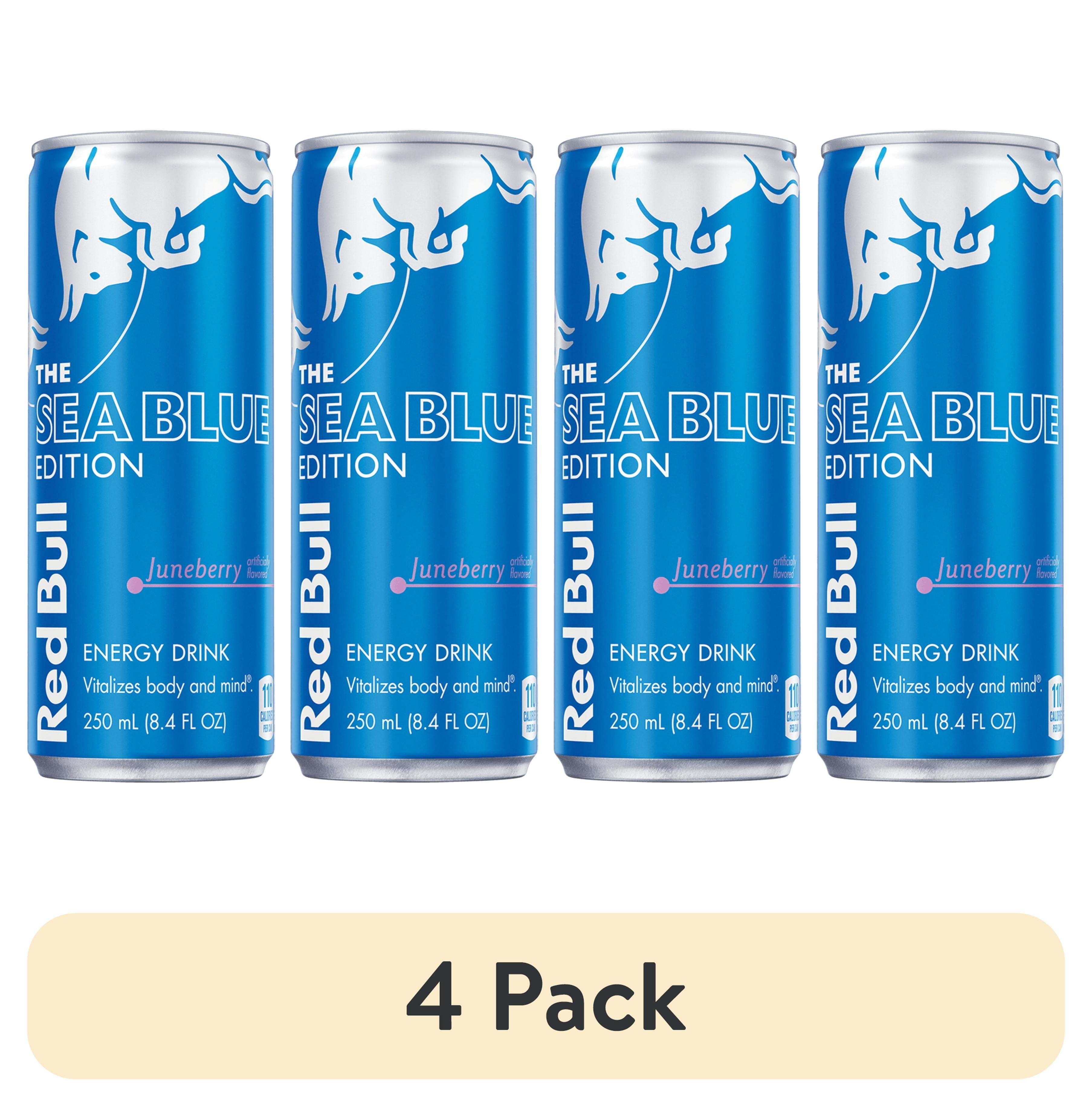(4 pack) Red Bull Sea Blue Edition Energy Drink, Juneberry, 80mg ...