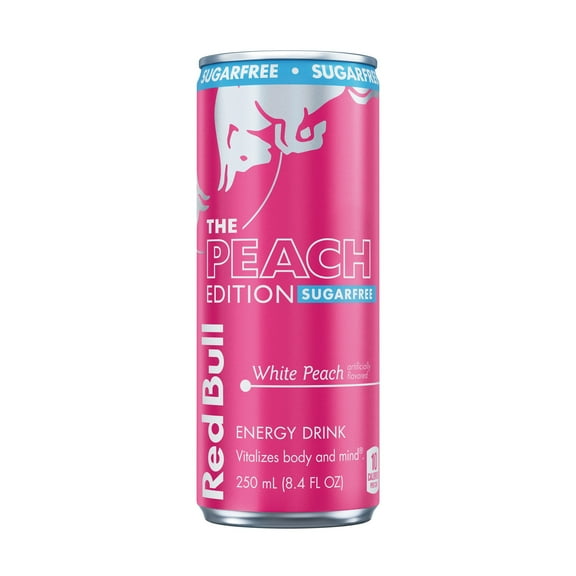 Red Bull Sugarfree Summer Edition Energy Drink White Peach 12 fl oz 4 ...