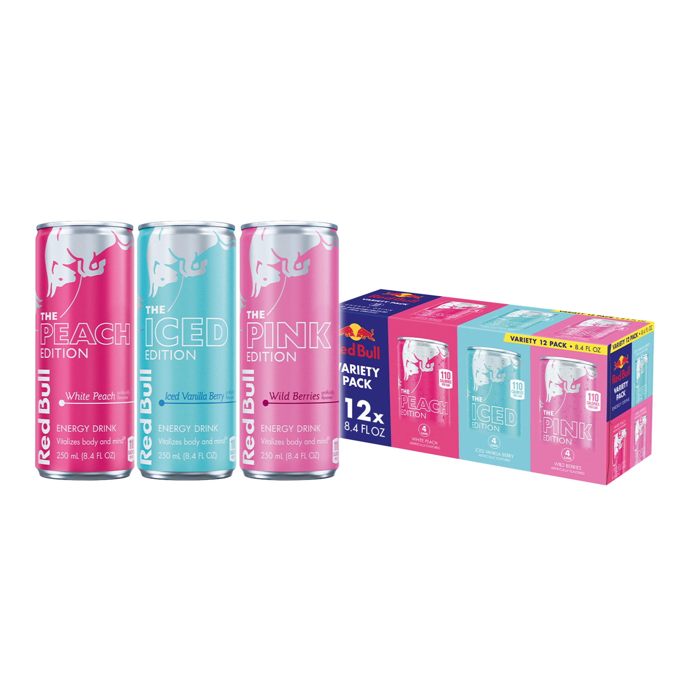 Red Bull Energy Drink Variety Pack, Peach, Iced Vanilla Berry, Pink ...