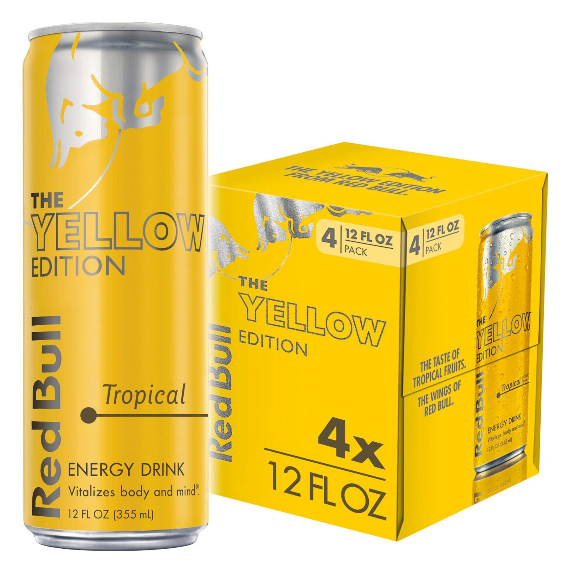 Red Bull Yellow Edition Tropical Energy Drink - 12 fl oz, Pack de 4