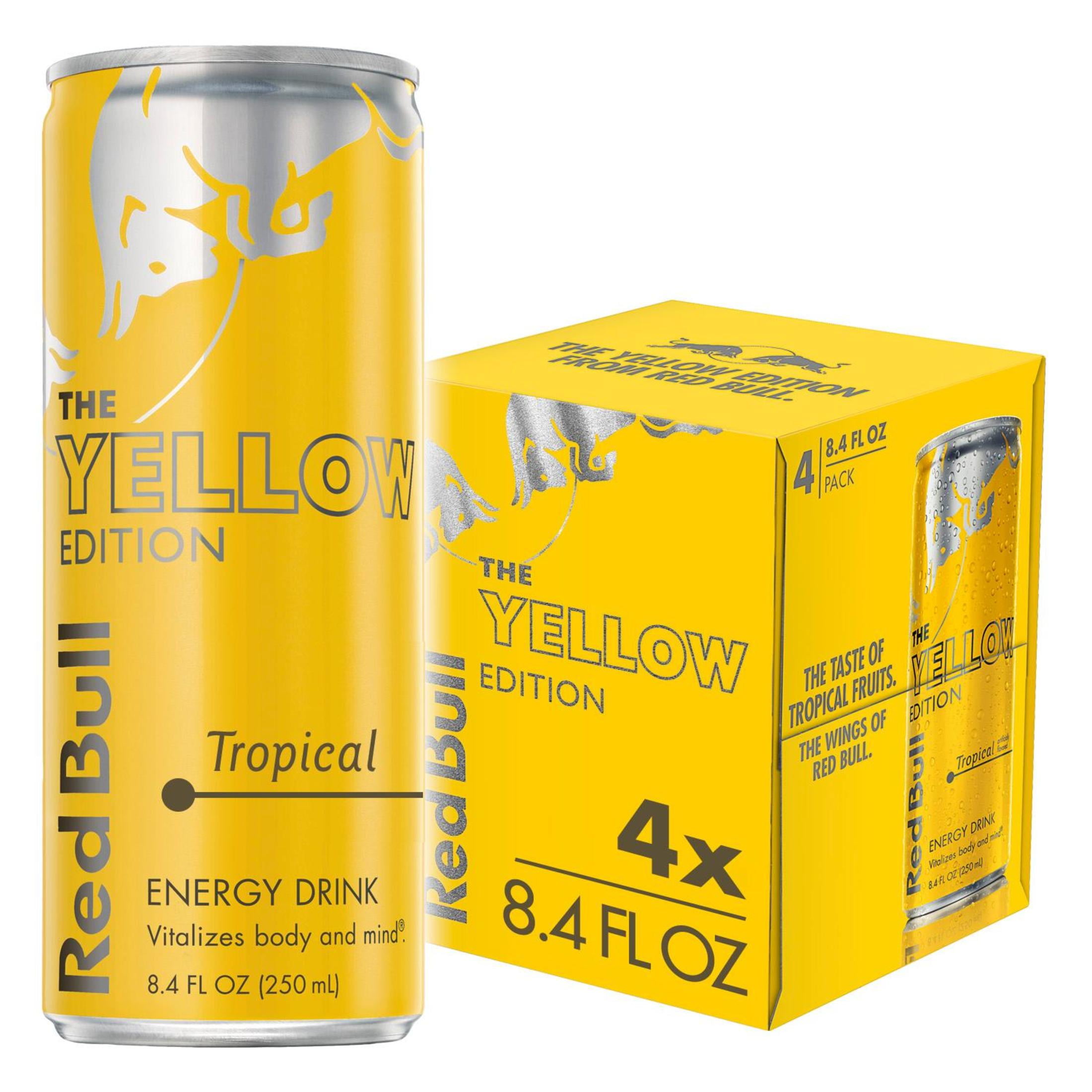 Red Bull Yellow Edition Energy Drink, Tropical, 80mg Caffeine, 8.4 fl ...