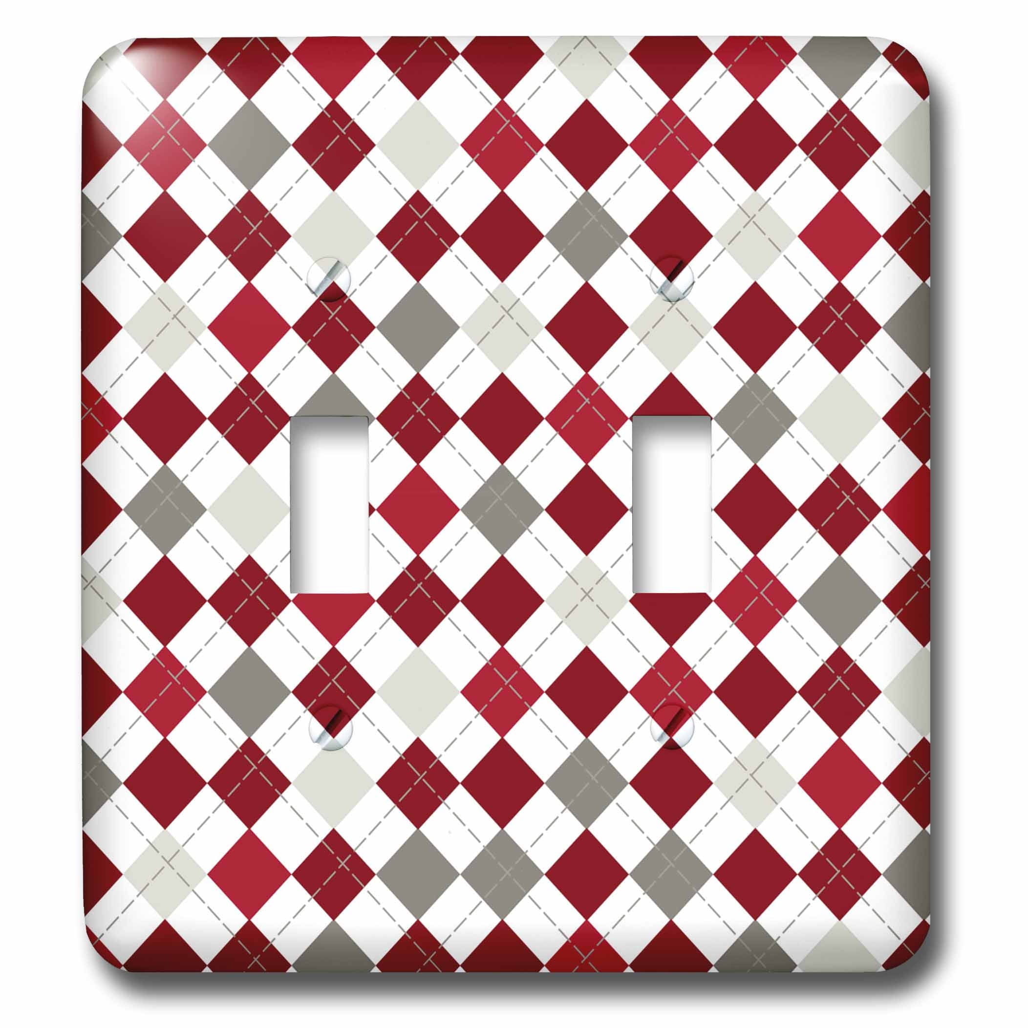Red, Burgundy, Gray, and White Large Argyle Pattern double toggle ...