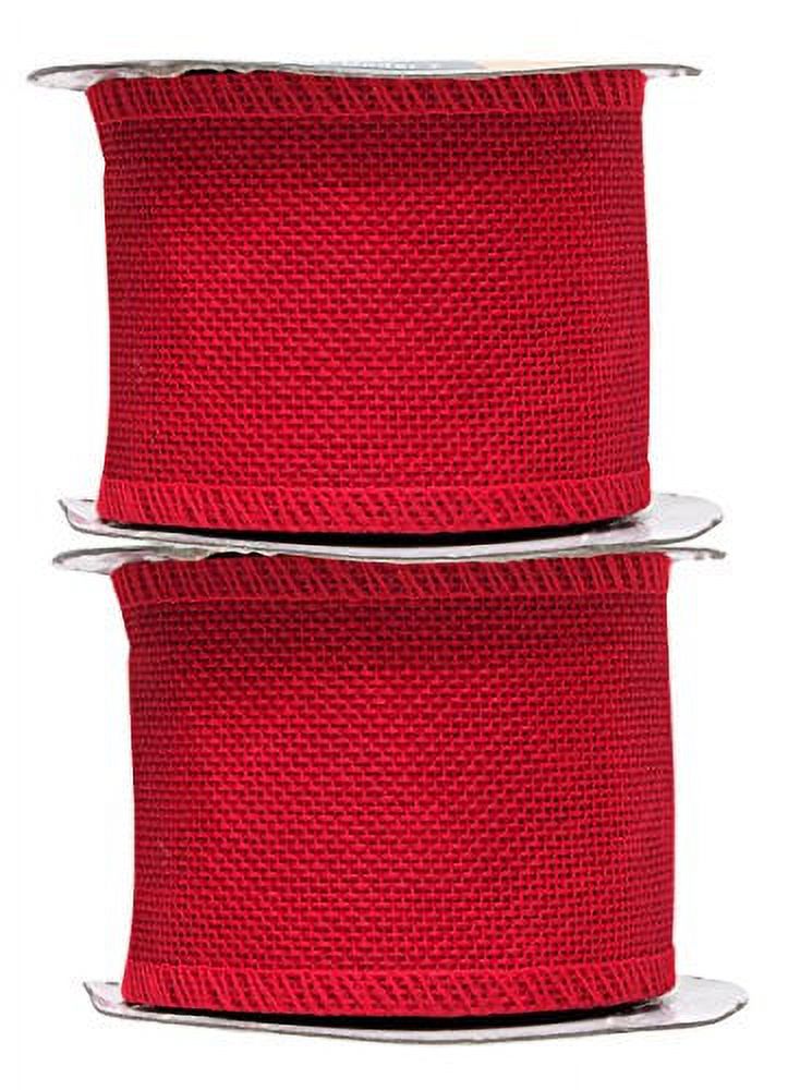 Red Burlap Ribbon 2.5 Inch 2 Rolls 20 Yards Unwired Rustic Jute Ribbon ...