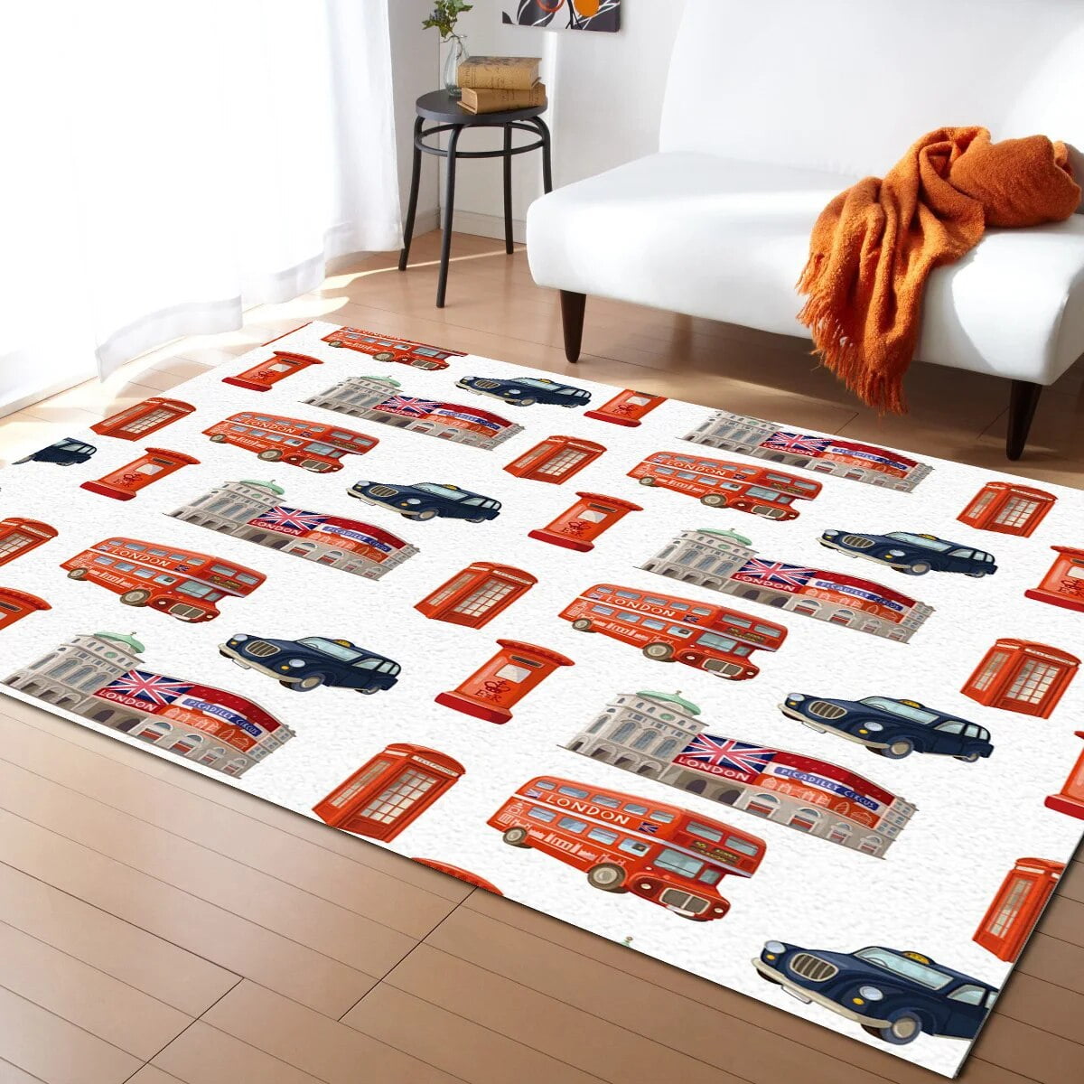 Red Bus London Street Scenery Rugs for Bedroom Home Carpet Living Room ...