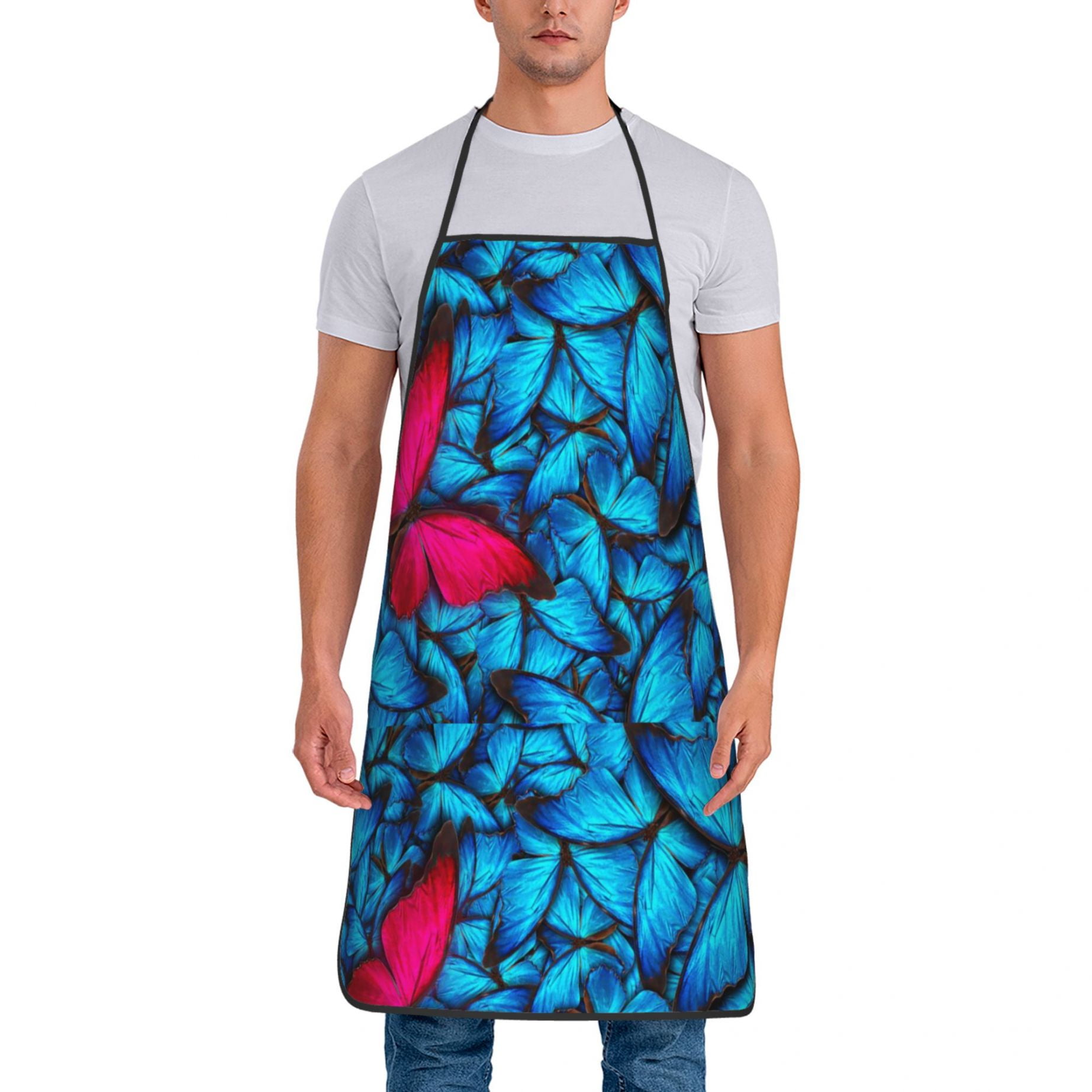 Red Butterfly Aprons for Women Men Waterproof Apron Kitchen Chef ...
