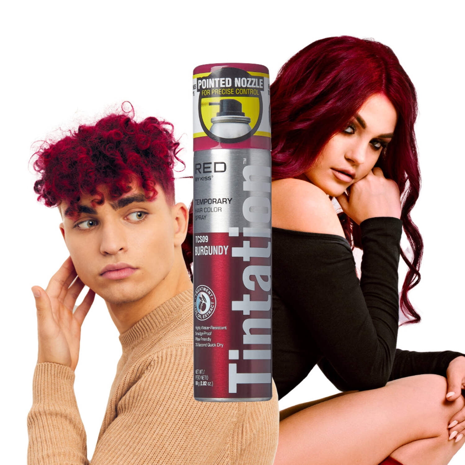 RED BY KISS Temporary Hair Color Spray, Quick Dry, Vibrant Tint for ...