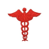 Red Caduceus - Medical Staff/Snakes - Symbol - Iron on Applique ...