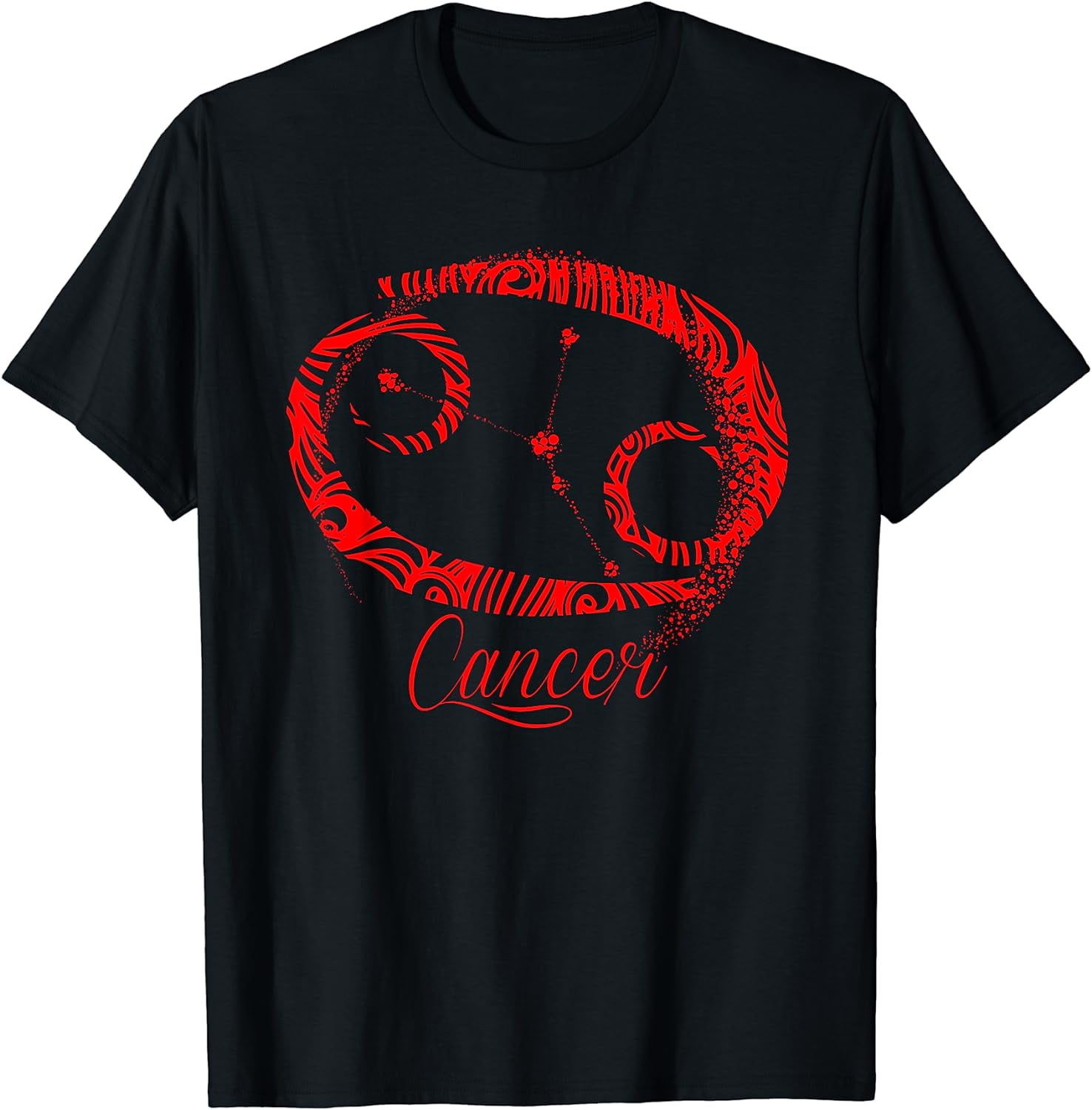 Red Cancer Zodiac Sign Symbol Stars June July Birthday Star T-Shirt ...