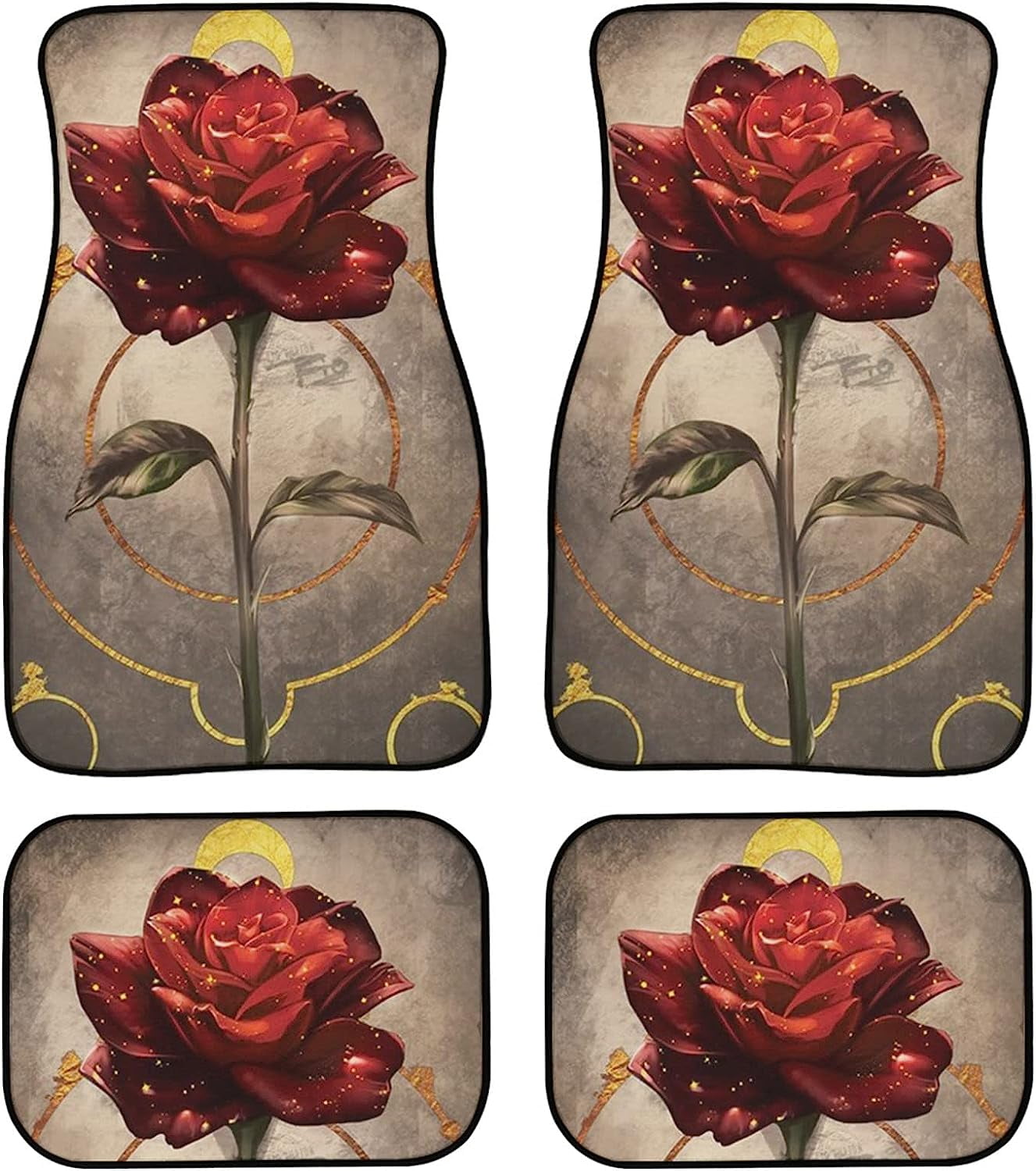 Red Car Accessories for Women Girly Rose Moon Rubber Floor Mats for ...