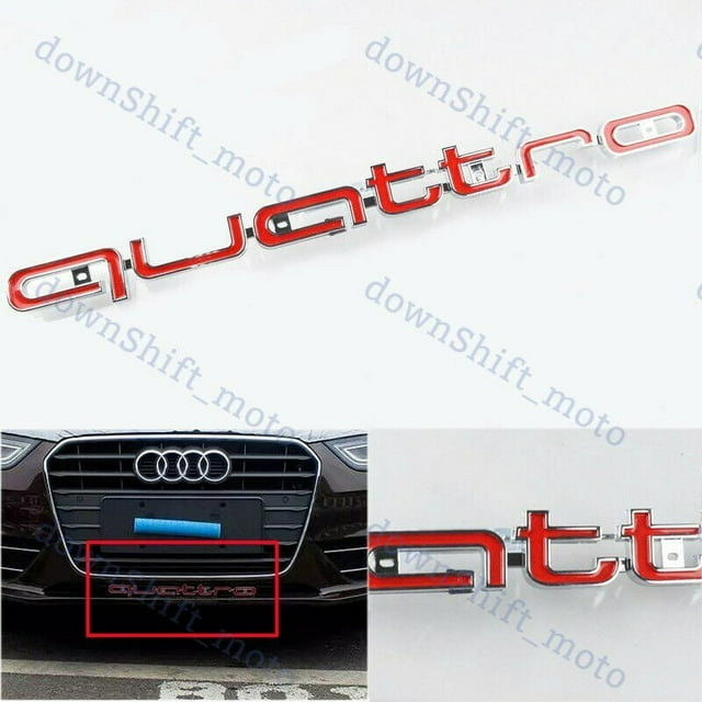 Red Car Badge Auto Grille Emblem Quattro Decals 3D ABS, for Audi Sline ...
