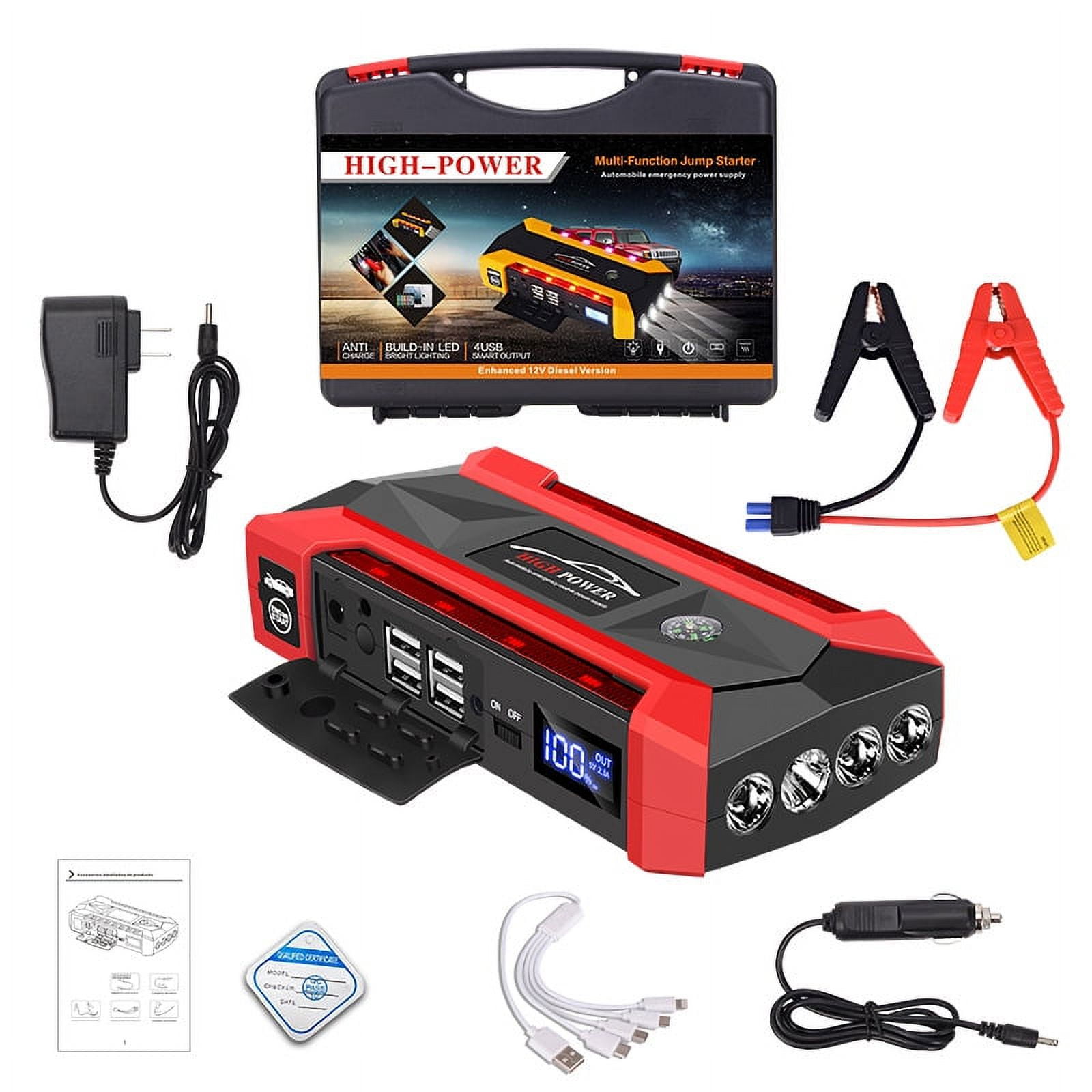 Red-Car Battery Jump Starter, Portable Charger, Auto Jump Starter for ...