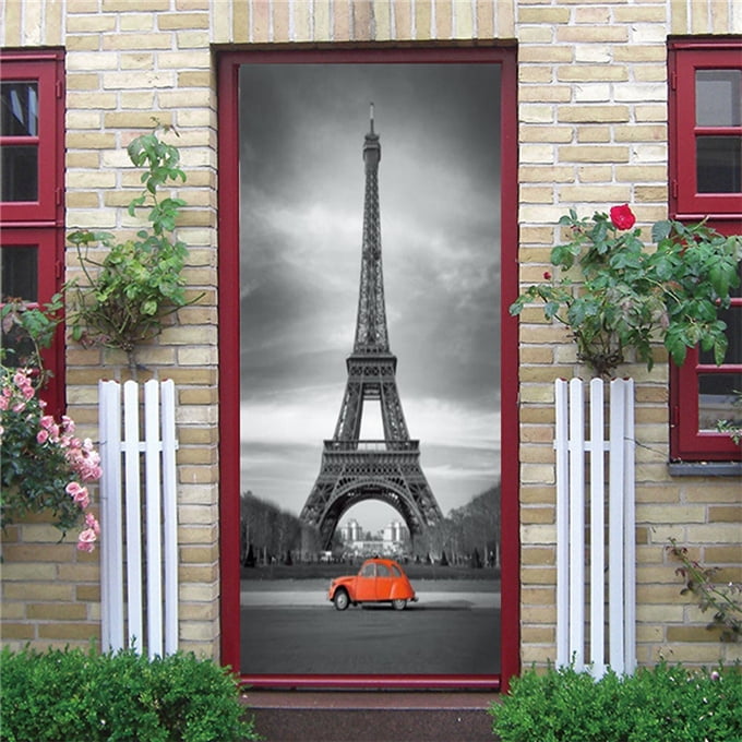 Red Car Bus 3D Door Sticker Peel & Stick Vinyl Poster Removable ...