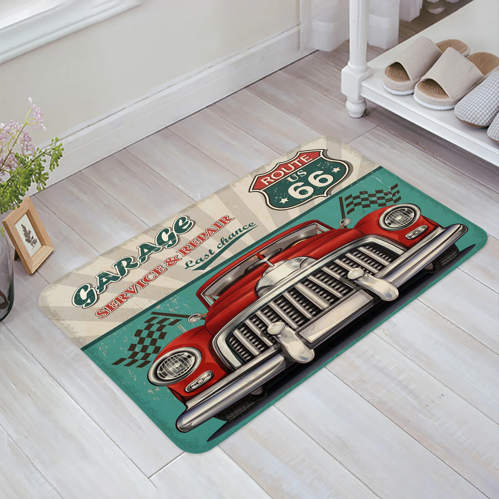 Red Car Fire Truck Cartoon Floor Mat Entrance Door Mat Living Room ...