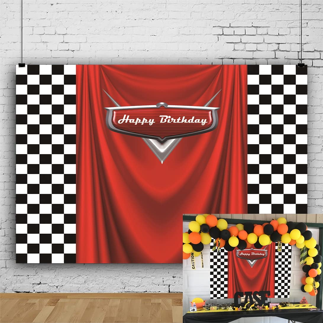 Red Car Racing Competition Backdrop Competition Car Racing Check Flag ...
